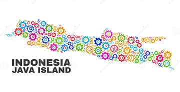 Mosaic Java Island Map of Cog Elements Stock Vector - Illustration of ...