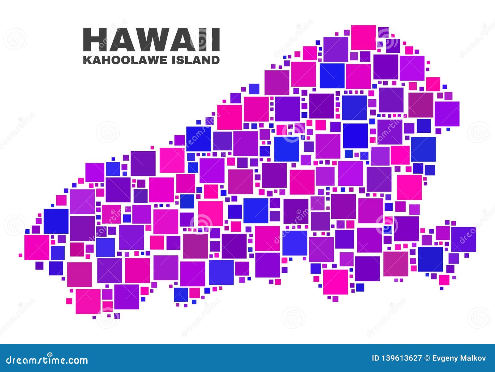 Mosaic Kahoolawe Island Map of Square Elements Stock Vector ...