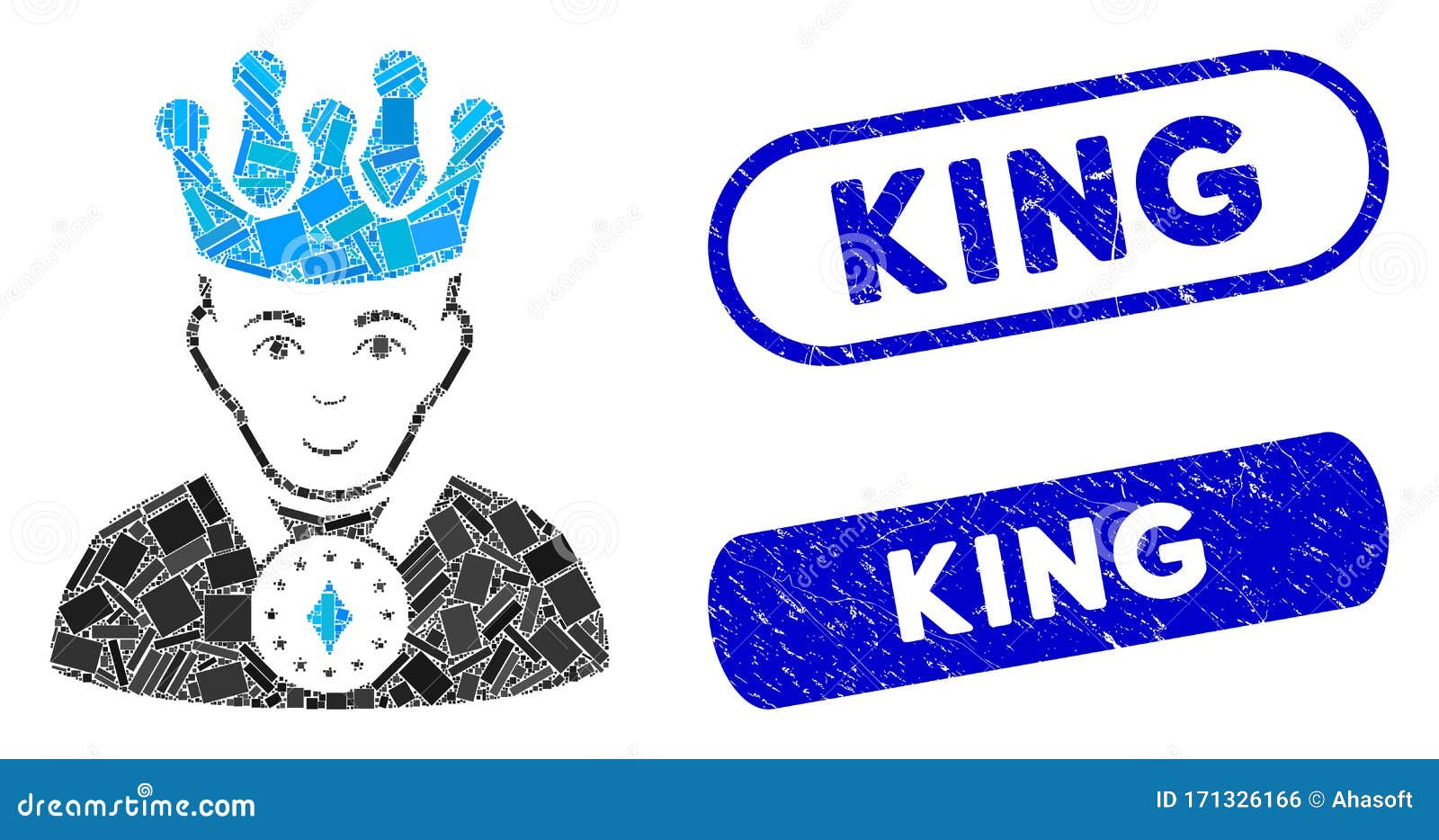Rectangle Collage King with Scratched King Stamps Stock Vector ...