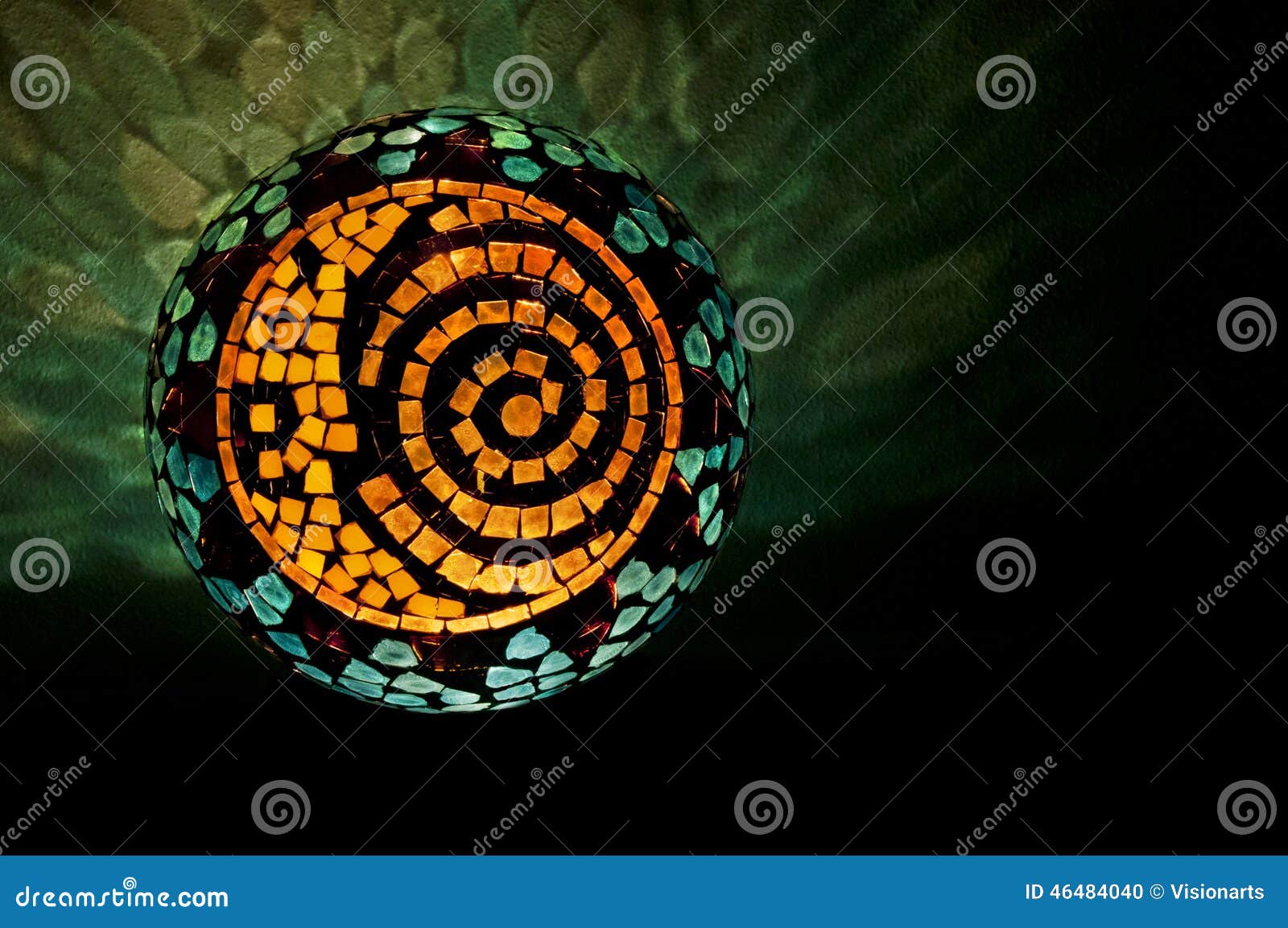 Mosaic Lighted Ball with Sun, Moon and Spiral Design in Horizontal ...
