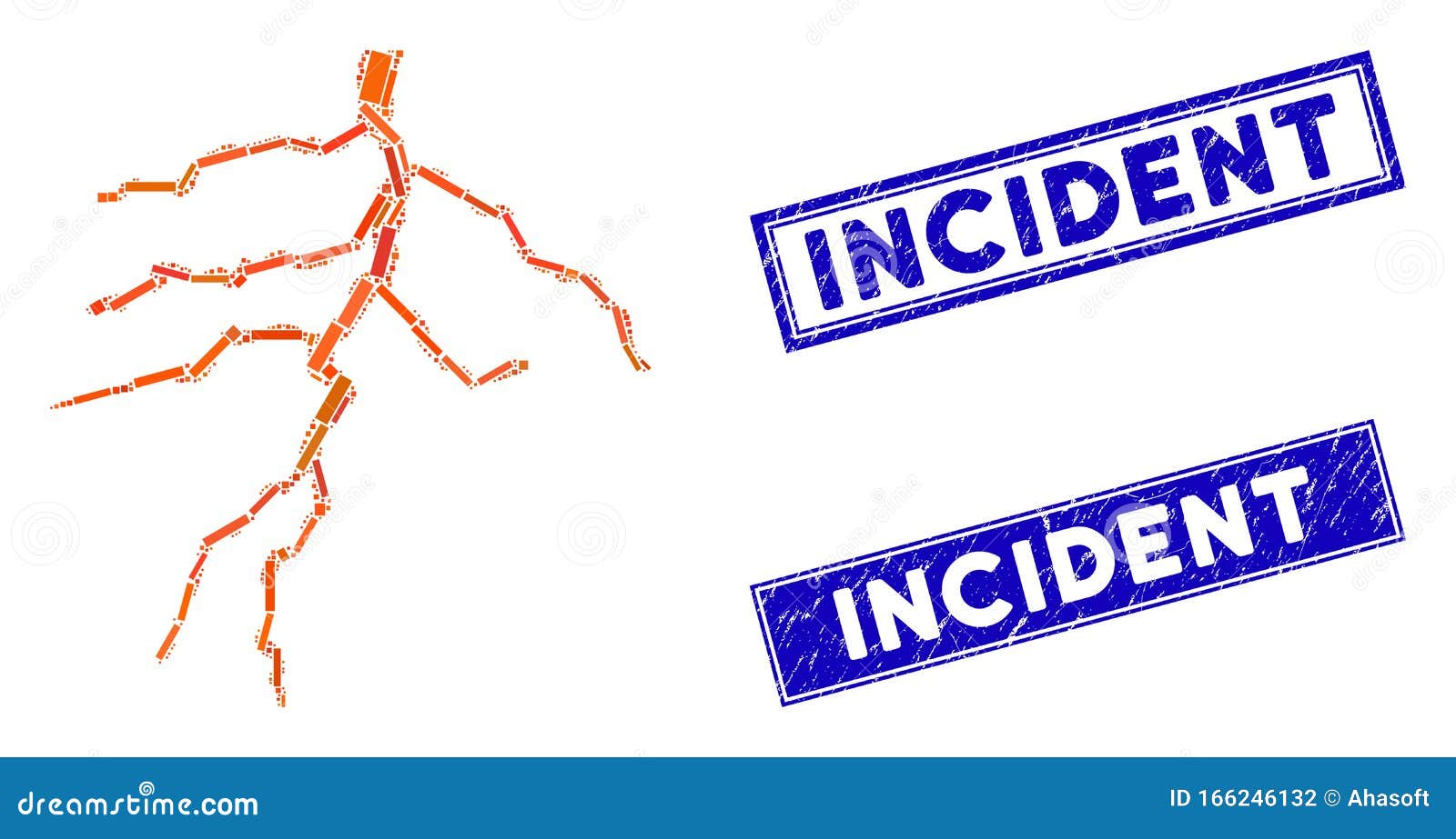 Lightning Mosaic and Scratched Rectangle Incident Stamps Stock Vector ...