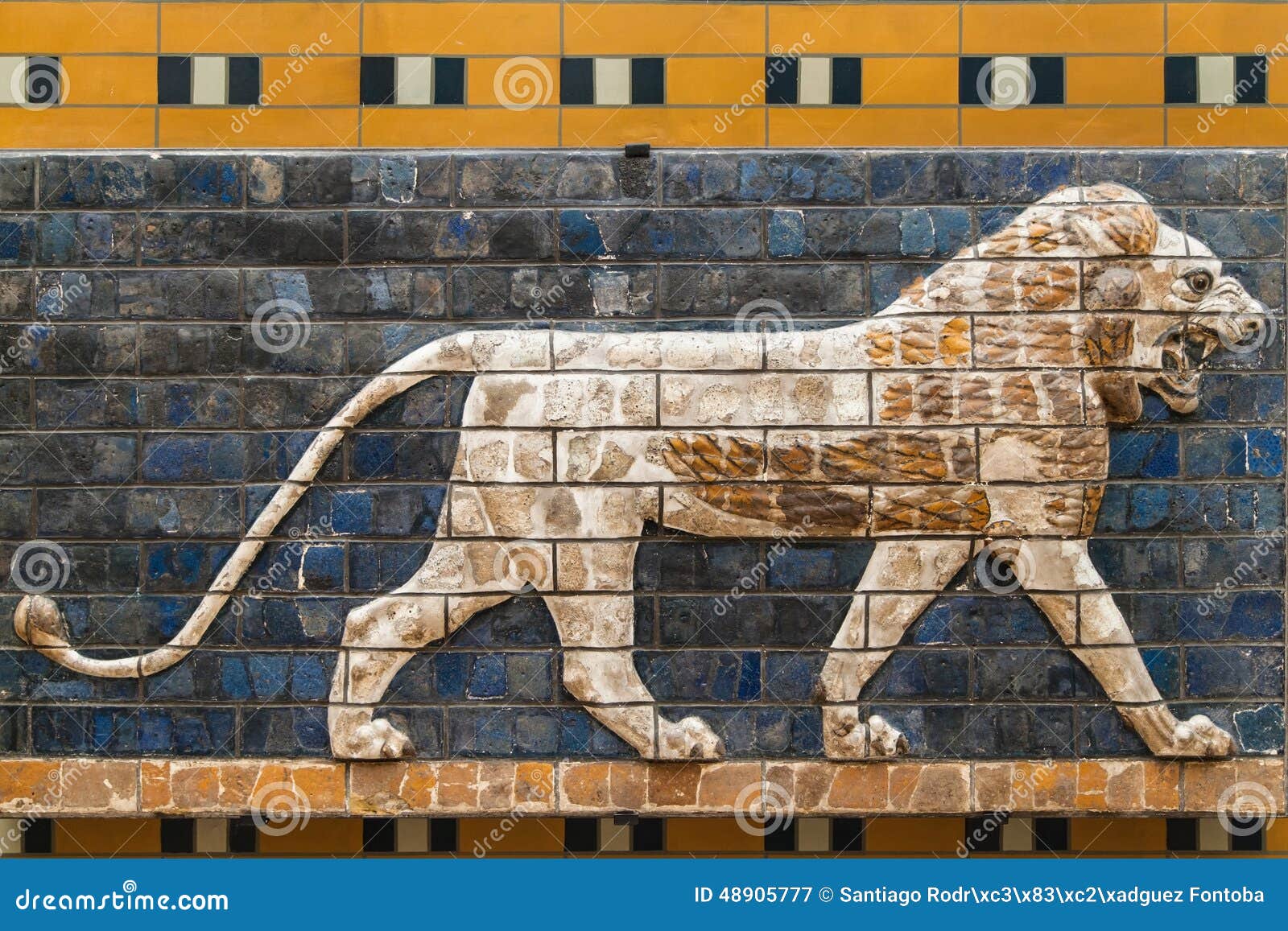 Mosaic of a Lion on the Ishtar Gate Stock Image - Image of ceramic ...