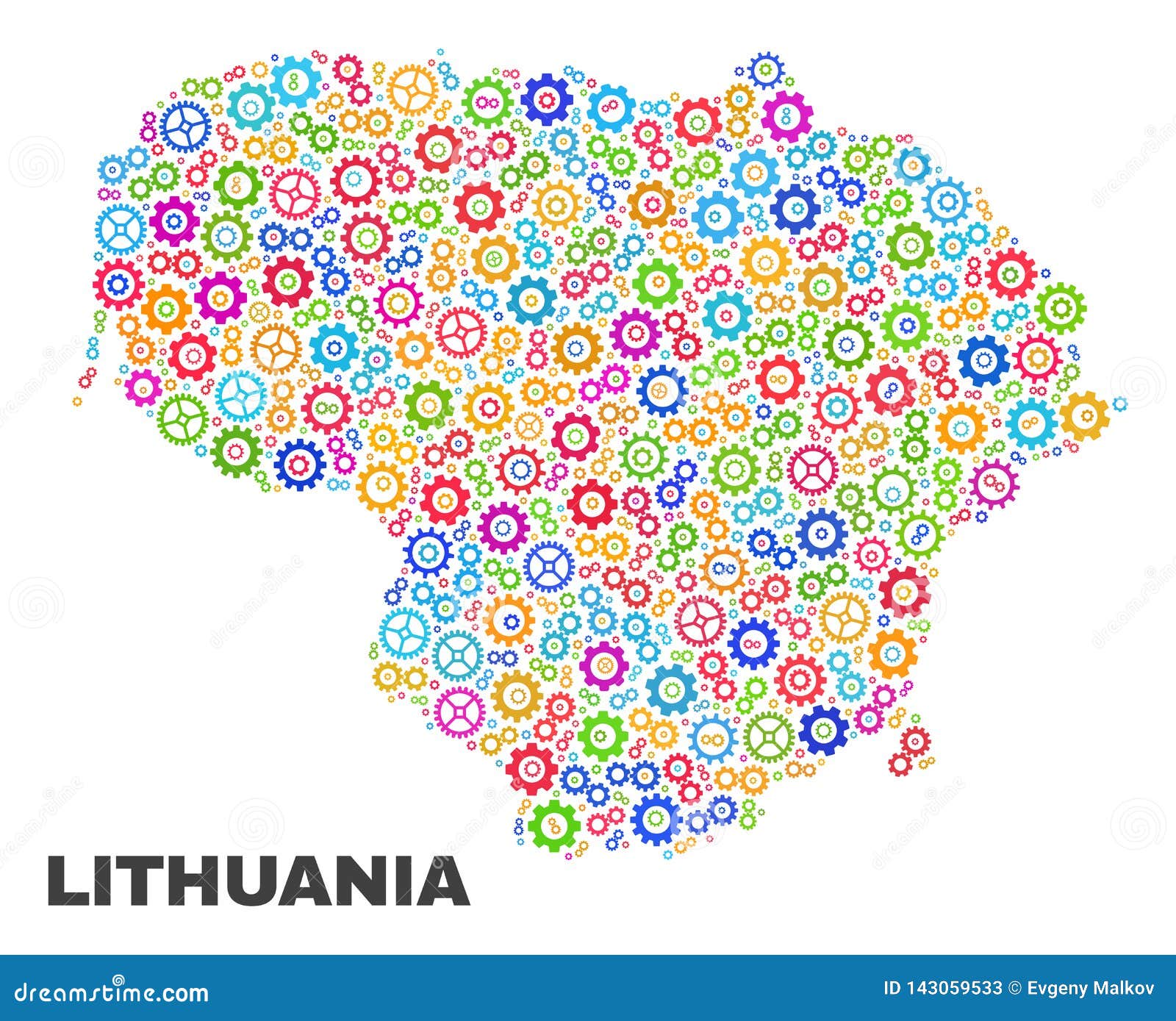 Mosaic Lithuania Map of Gearwheel Elements Stock Vector - Illustration ...