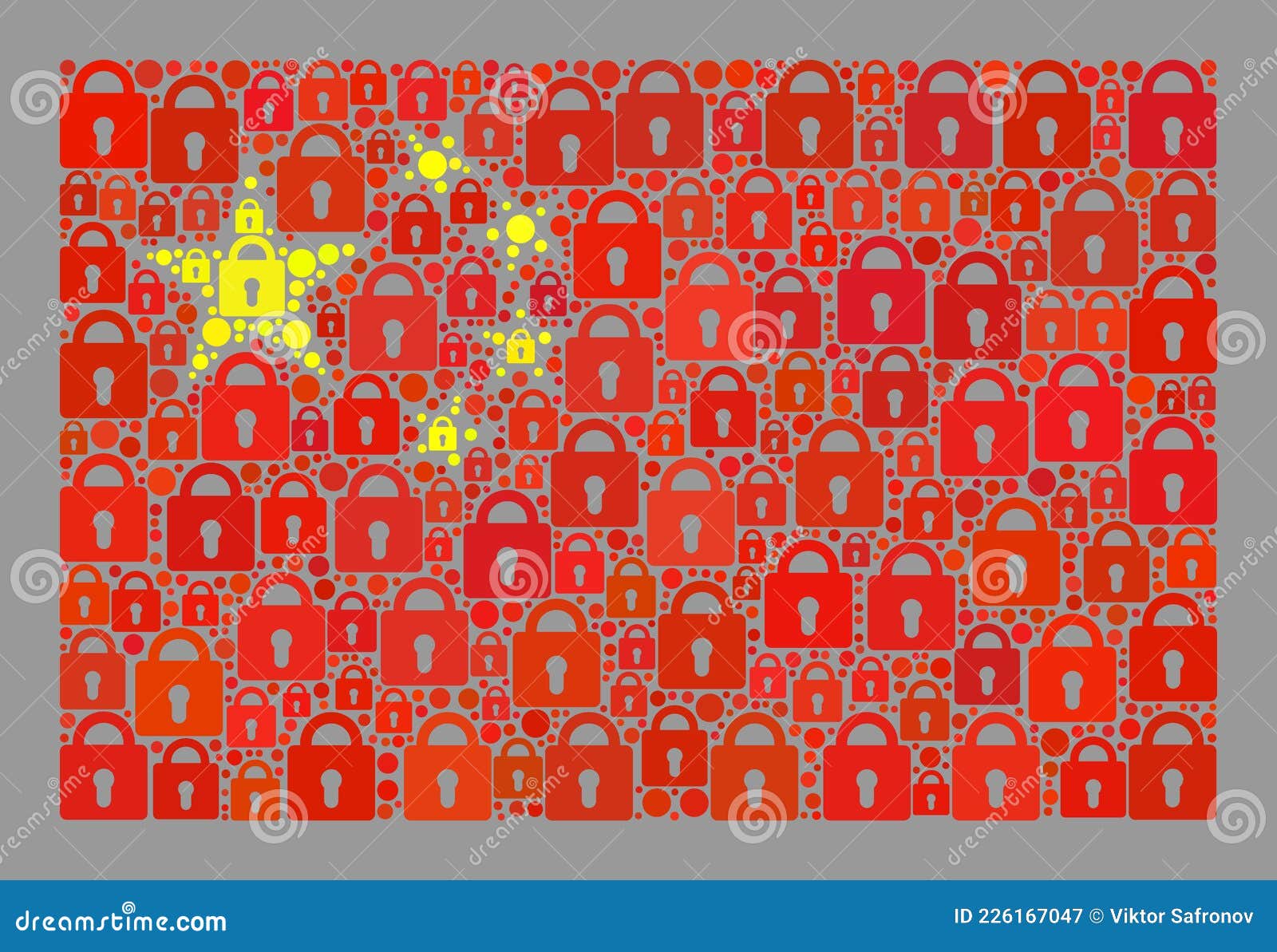 Secret China Flag - Collage of Lock Items Stock Vector - Illustration ...