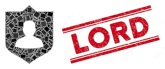 Lord Shield Mosaic and Scratched Lord Watermark with Lines Stock Vector ...