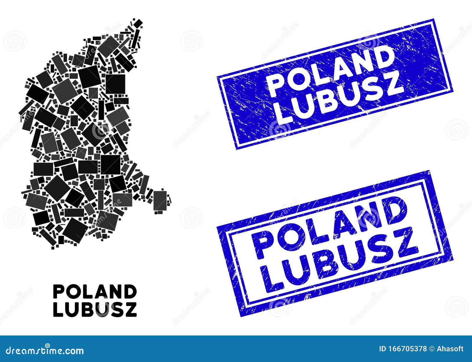 Mosaic Lubusz Voivodeship Map and Grunge Rectangle Watermarks Stock ...