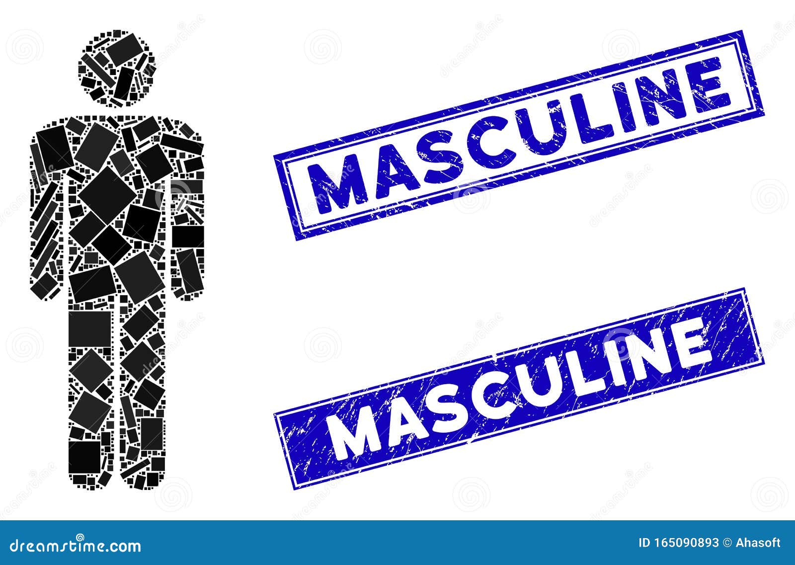 Man Mosaic and Scratched Rectangle Masculine Watermarks Stock ...