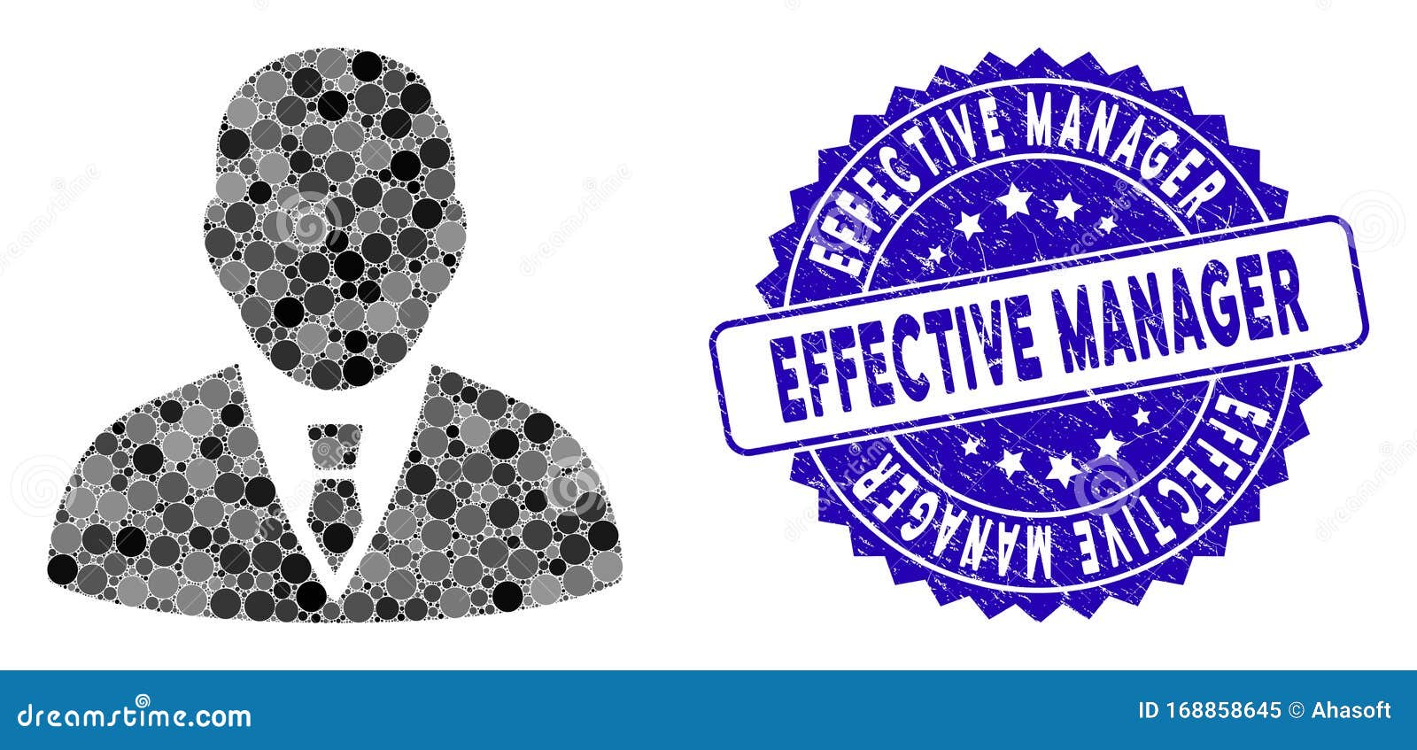 Collage Manager Icon with Scratched Effective Manager Seal Stock Vector ...