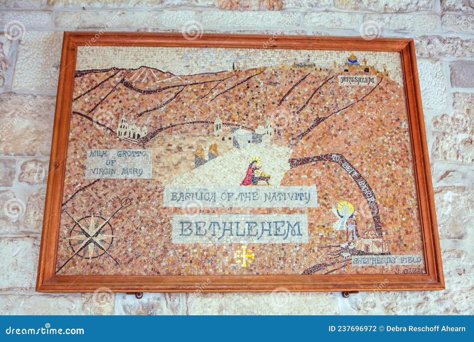 Mosaic Map of the Nativity in Bethlehem Stock Photo - Image of icon ...