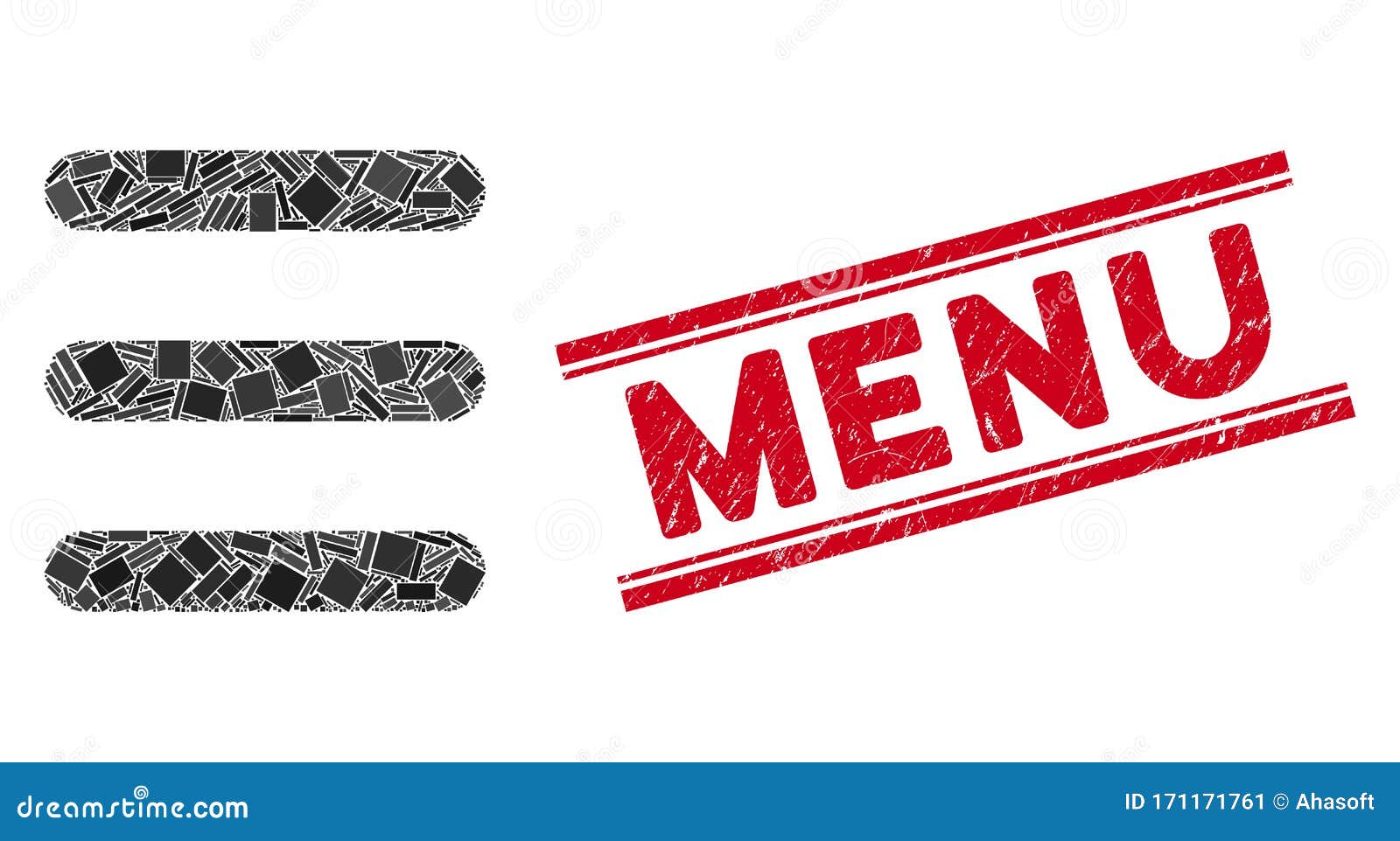 Menu Items Mosaic and Distress Menu Stamp Seal with Lines Stock Vector ...