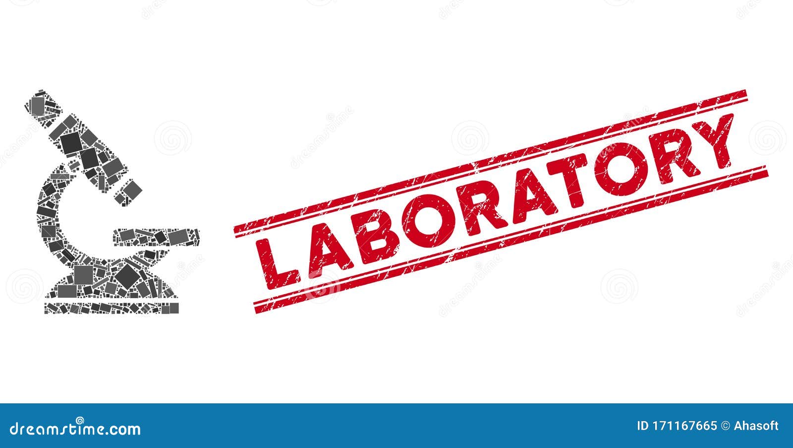 Microscope Mosaic and Scratched Laboratory Stamp Seal with Lines Stock ...