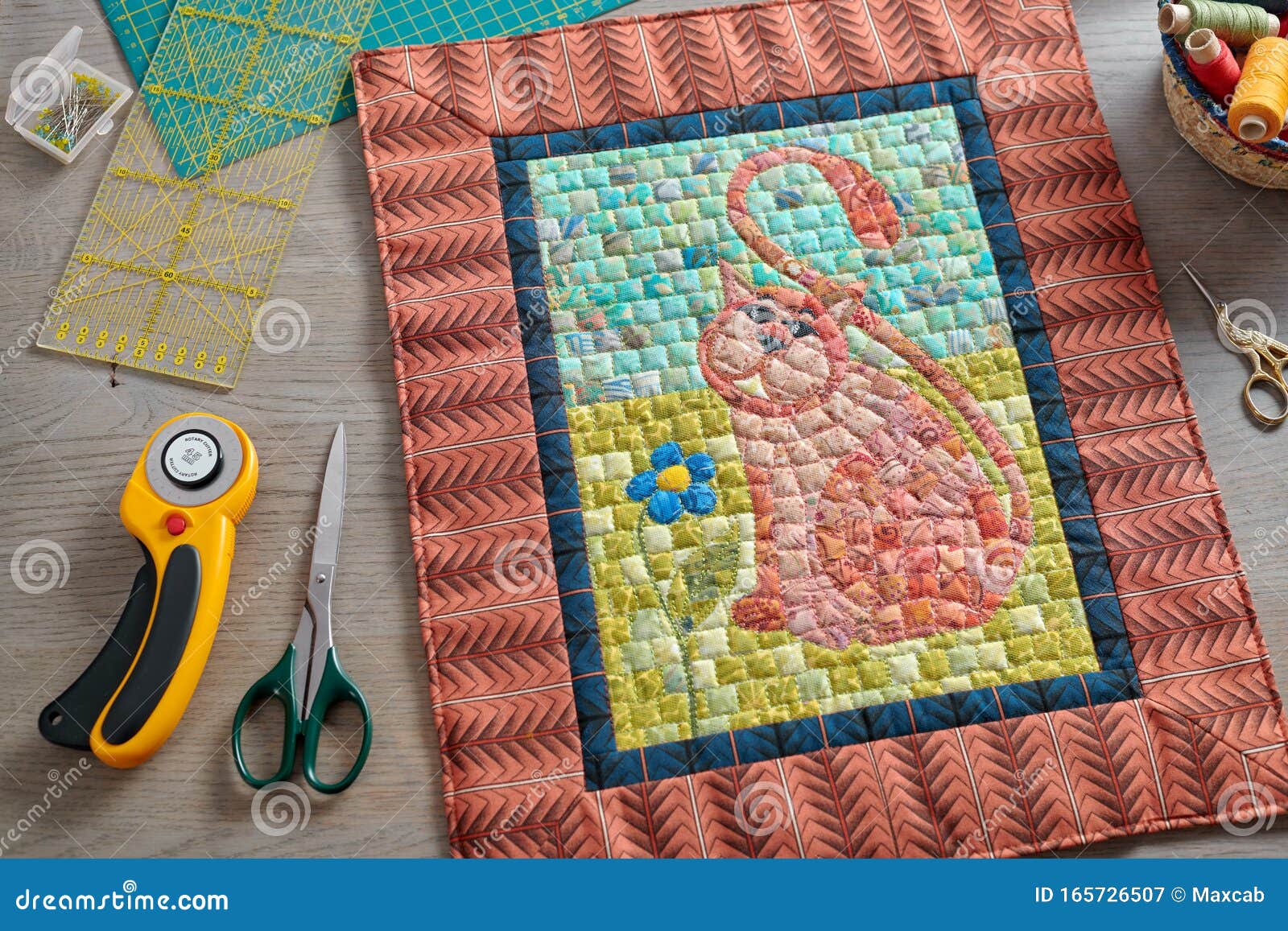 Mosaic Mini Quilt, Sewing and Quilting Accessories Stock Image - Image ...