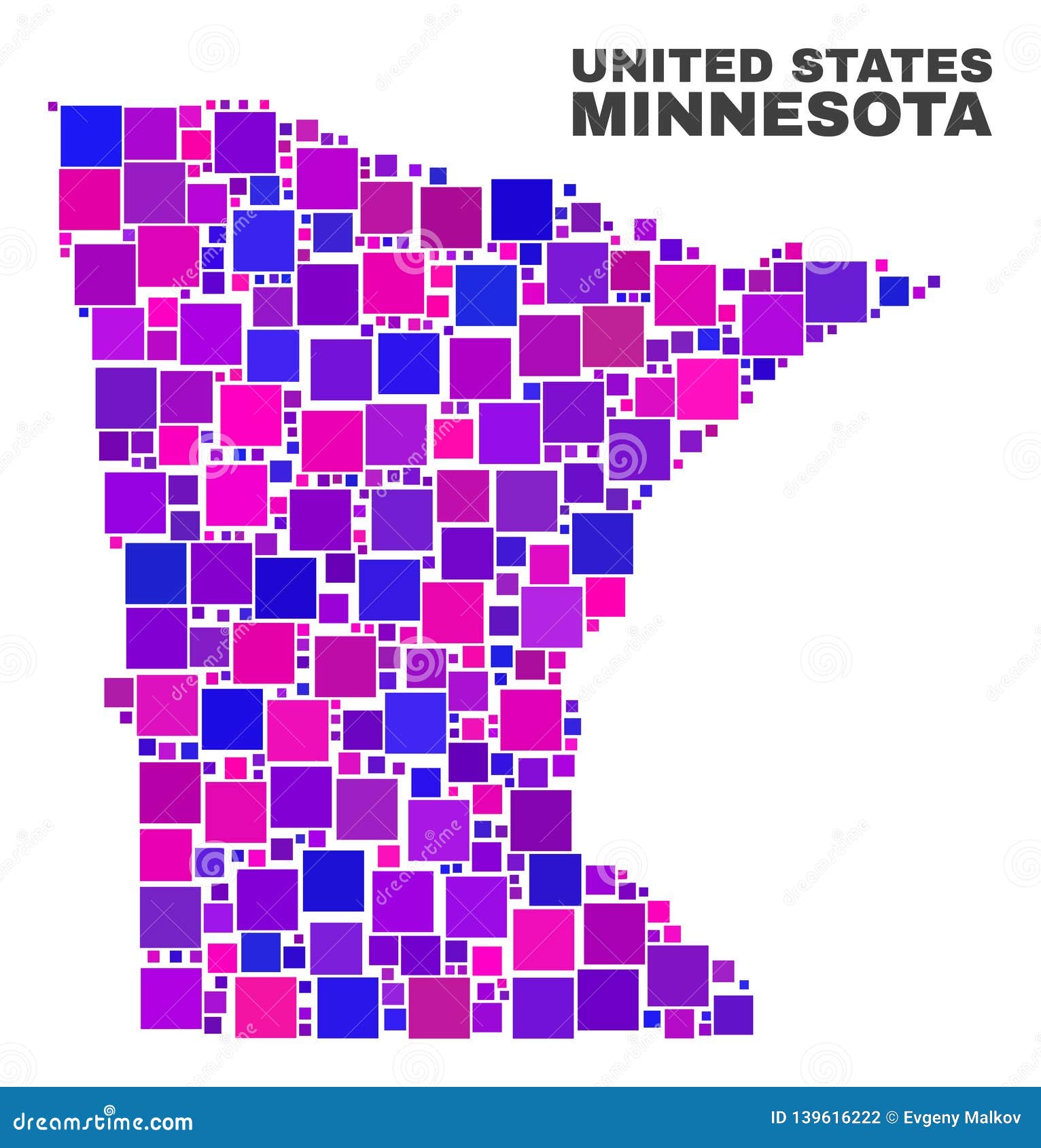 Mosaic Minnesota State Map of Square Elements Stock Vector ...