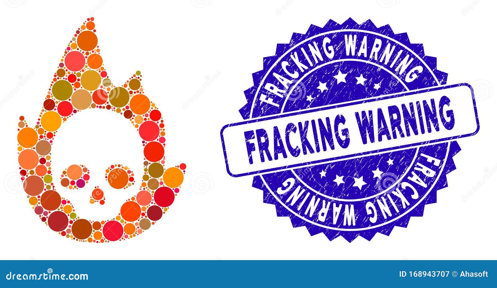 Collage Mortal Flame Icon with Textured Fracking Warning Stamp Stock ...