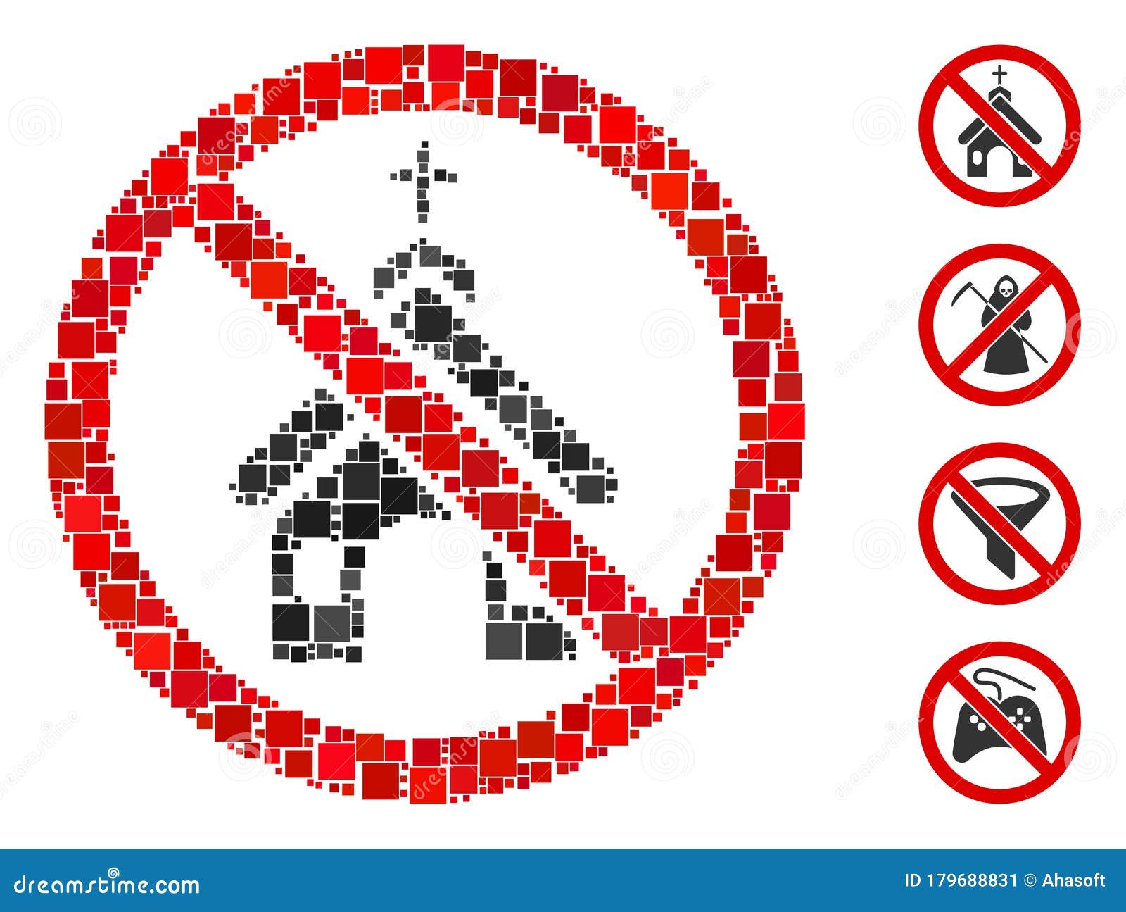 Square No Church Icon Vector Collage Stock Vector - Illustration of ...