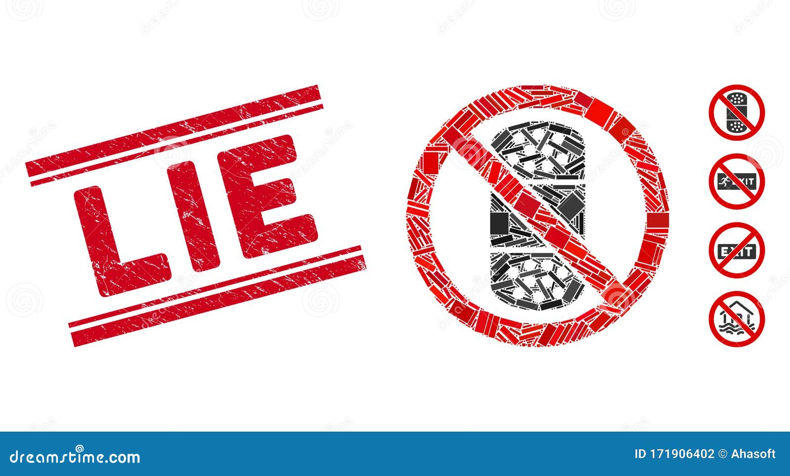 No Patch Mosaic and Grunge Lie Stamp Seal with Lines Stock Vector ...