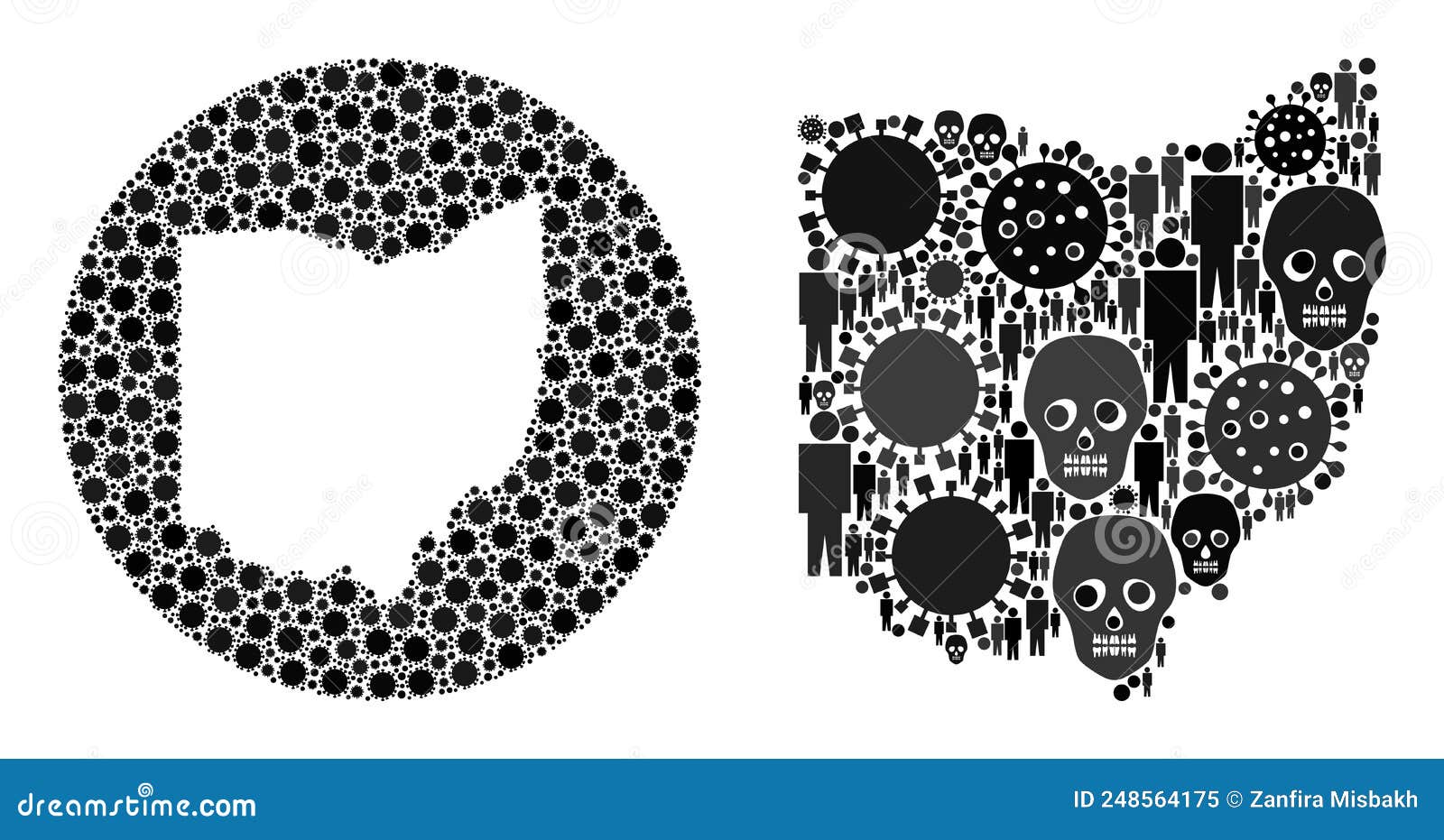 Ohio People Map. Detailed Vector Silhouette. Mixed Crowd Of Men And ...