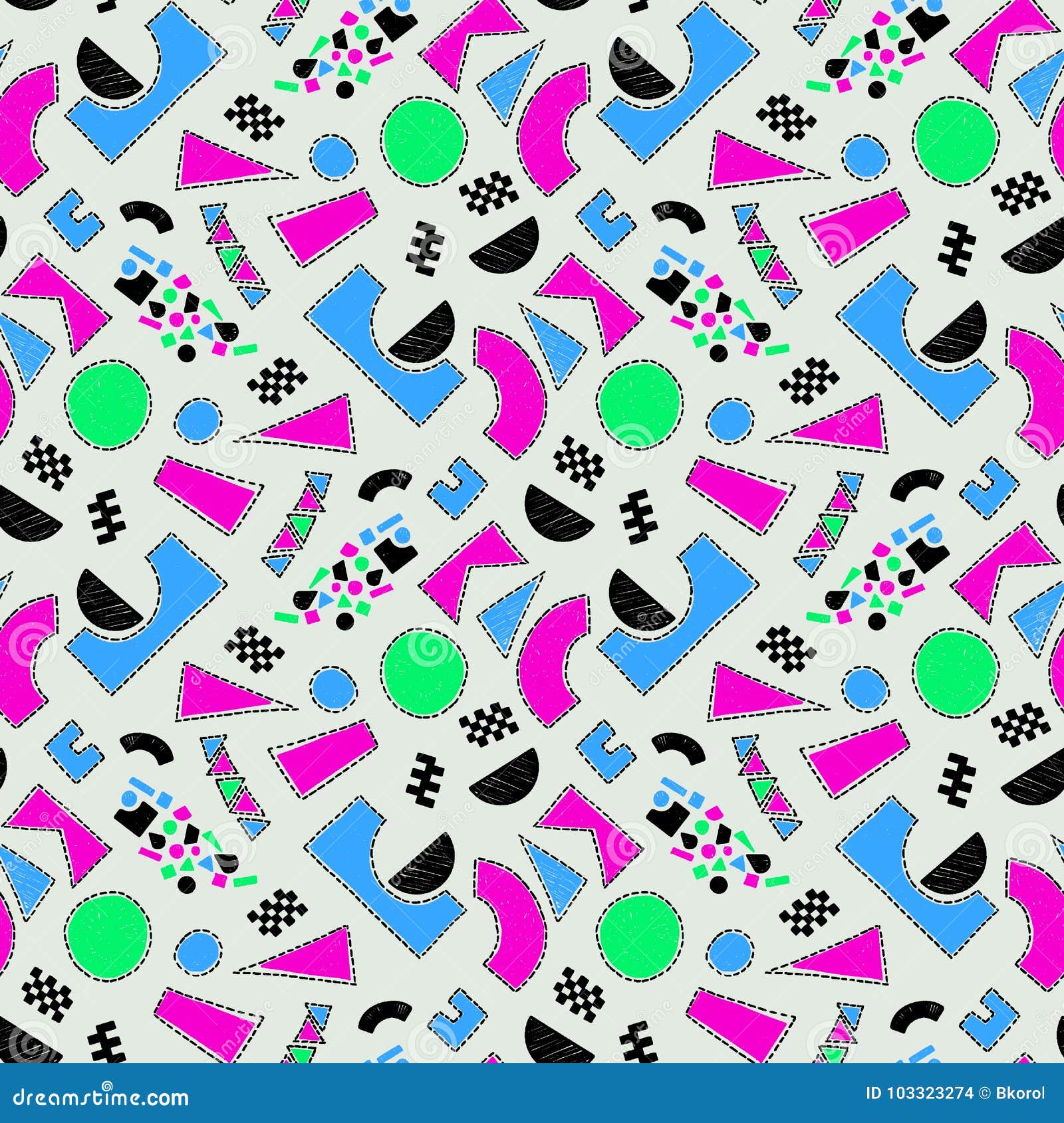 Mosaic Pattern of Broken Tile. Seamless Hand Drawn Pattern with Markers ...