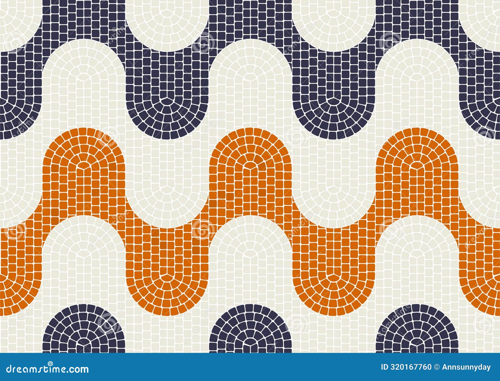 Mosaic Paving Tile with Seamless Wavy Pattern, Waves Tessellation in ...