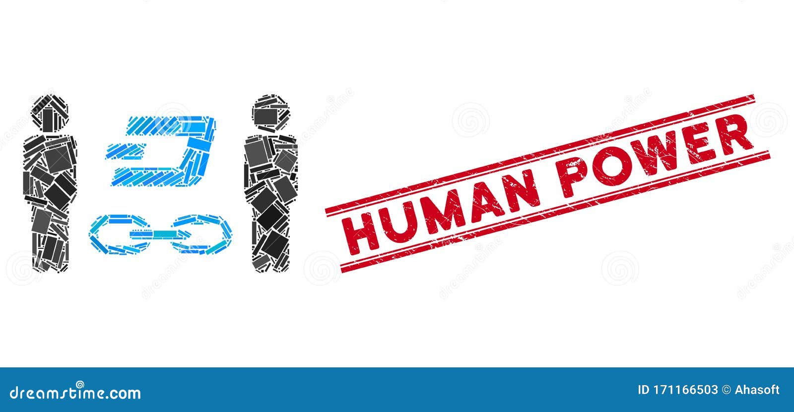 People Dash Blockchain Mosaic and Grunge Human Power Watermark with ...