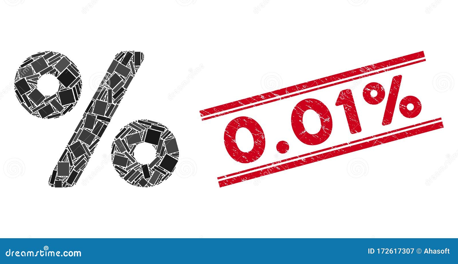 Percent Mosaic and Grunge 0.01 Percent Seal with Lines Stock Vector ...