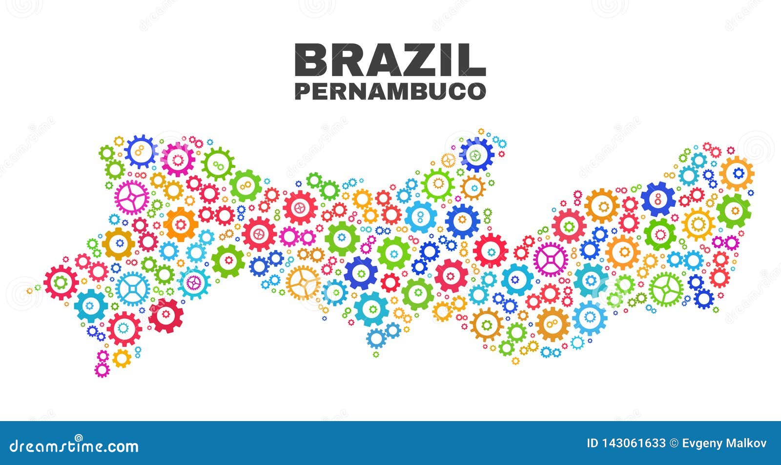 Mosaic Pernambuco State Map of Gear Elements Stock Vector ...