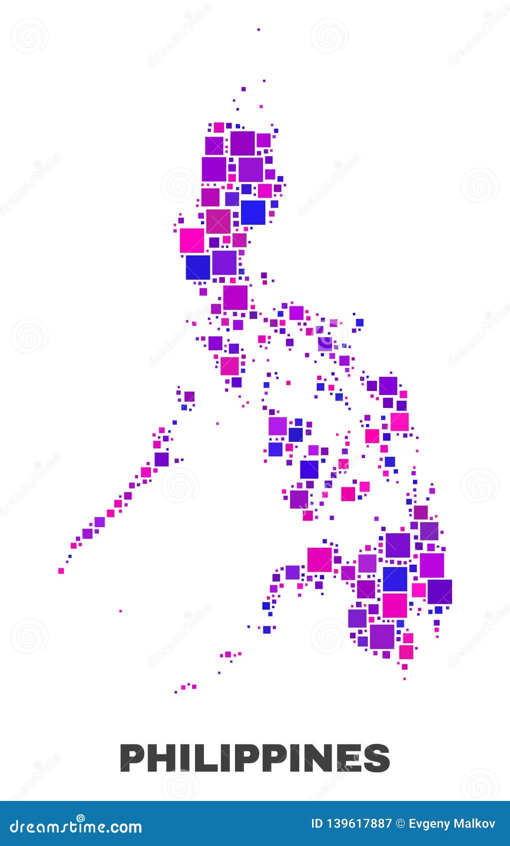 Mosaic Philippines Map of Square Elements Stock Vector - Illustration ...