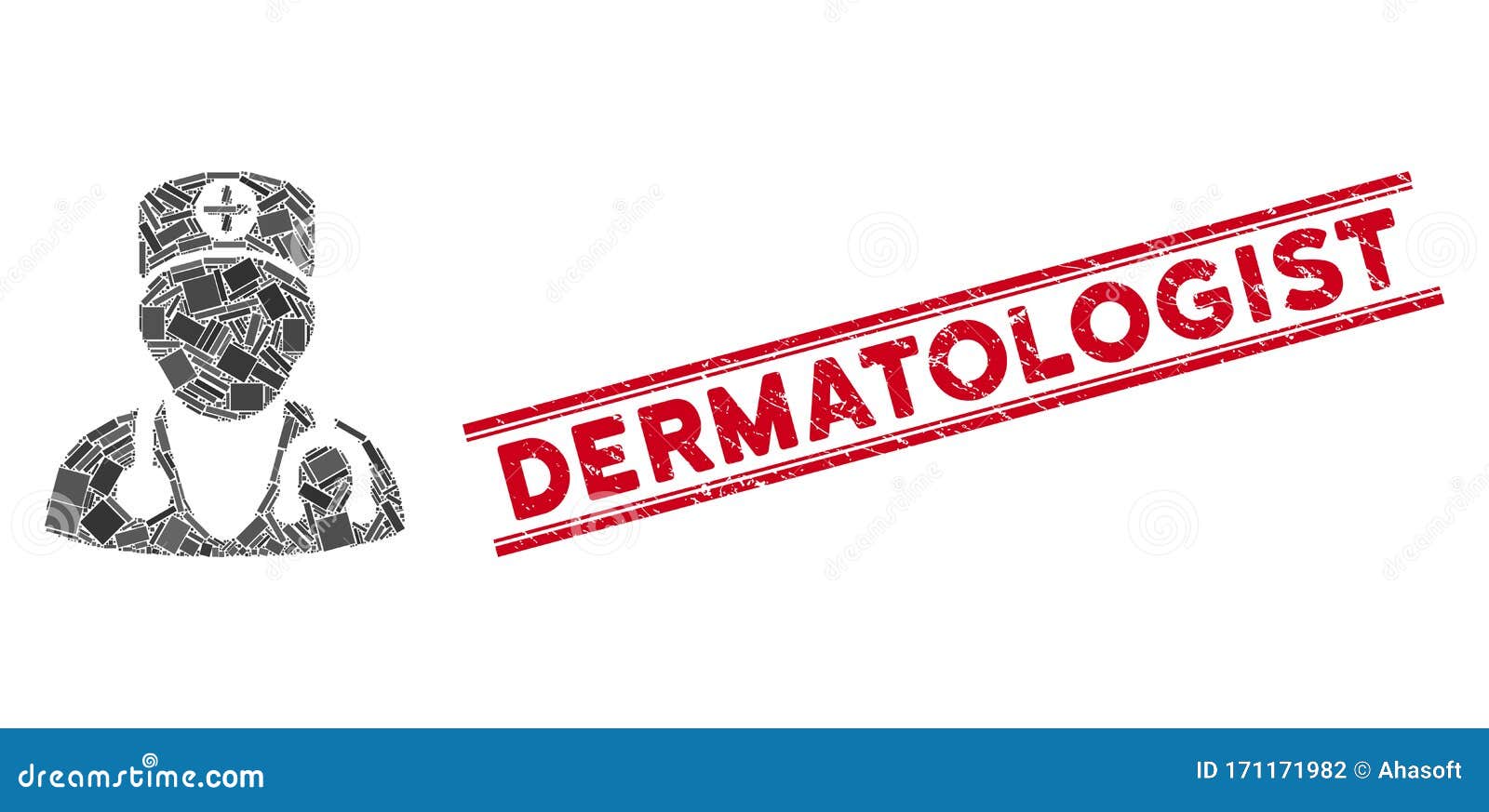 Physician Mosaic and Scratched Dermatologist Stamp with Lines Stock ...