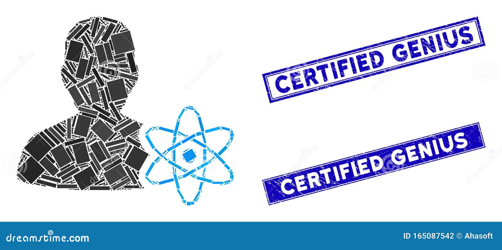 Physicist Science Mosaic and Distress Rectangle Certified Genius Stamp ...