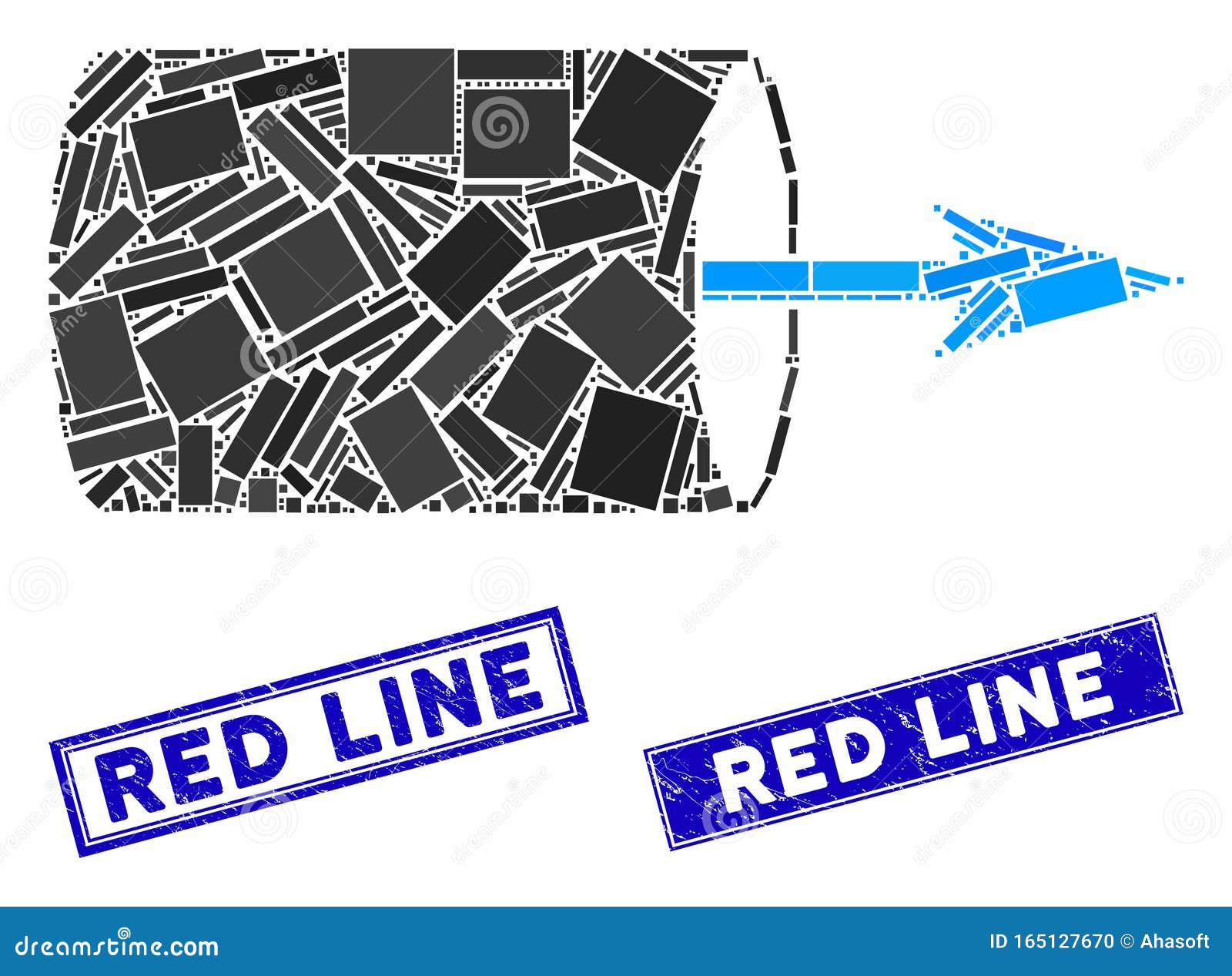 Pipe Direction Mosaic and Scratched Rectangle Red Line Stamp Seals ...