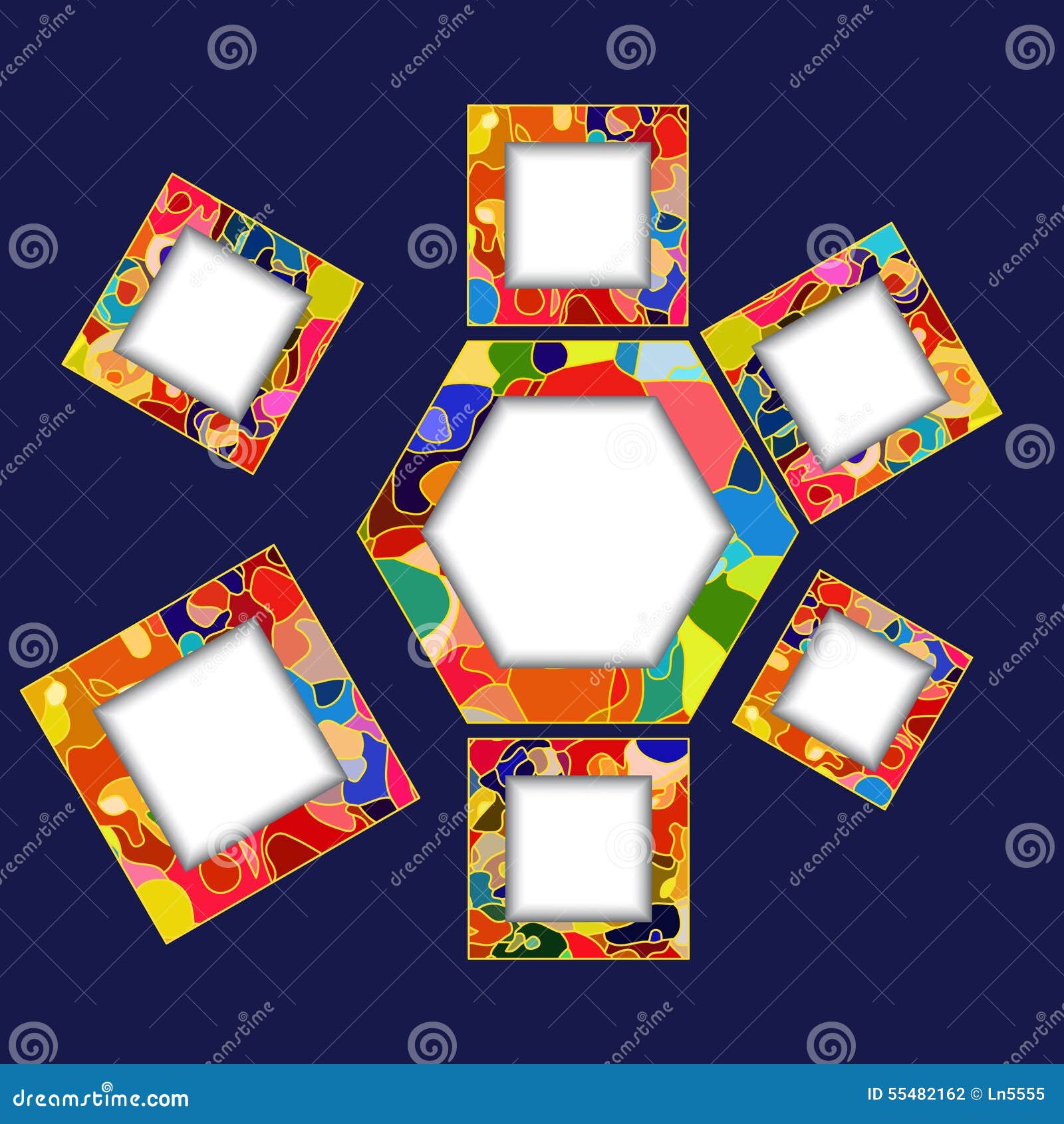 Mosaic Polygon and Square Frames Stock Vector - Illustration of ...