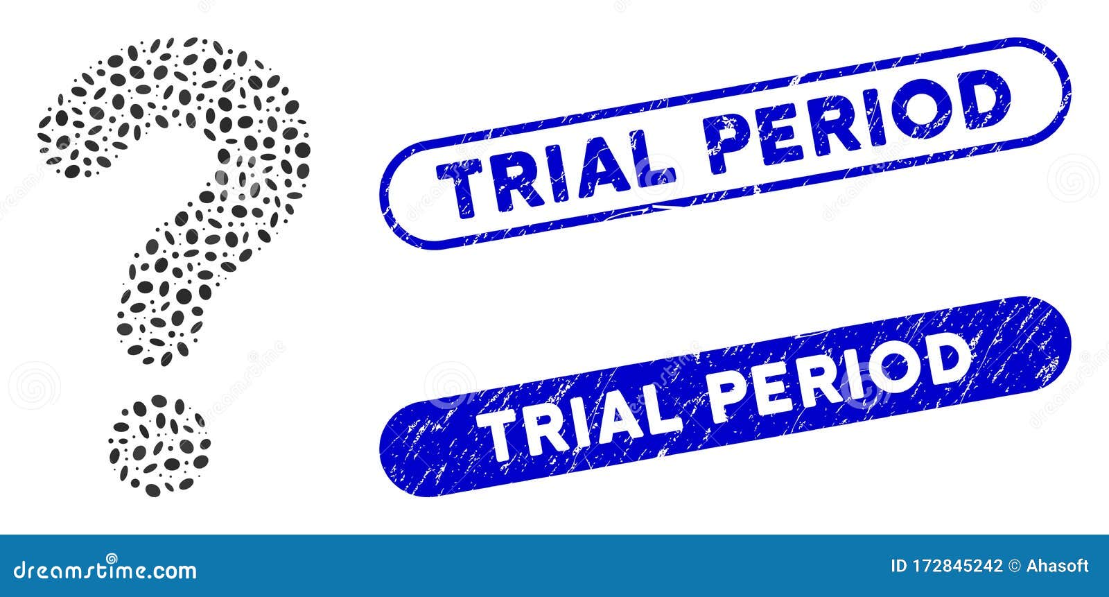 Ellipse Collage Question with Grunge Trial Period Watermarks Stock ...