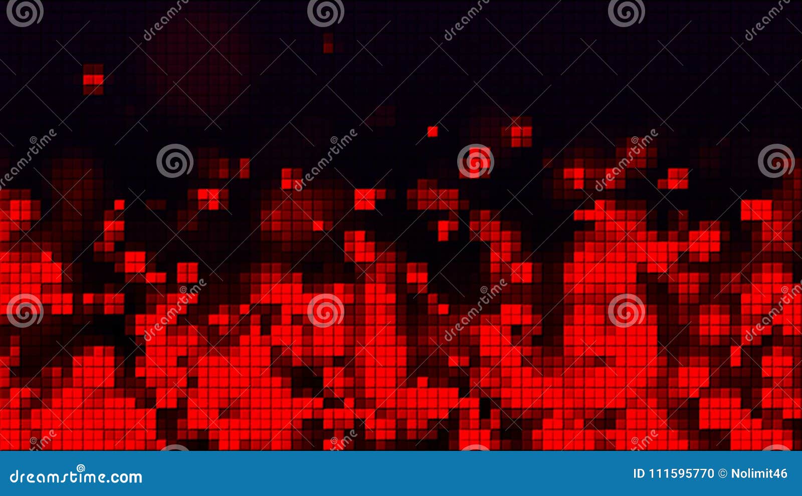 Mosaic with Red Rising Bubbles and Square Pieces, Computer Generated ...