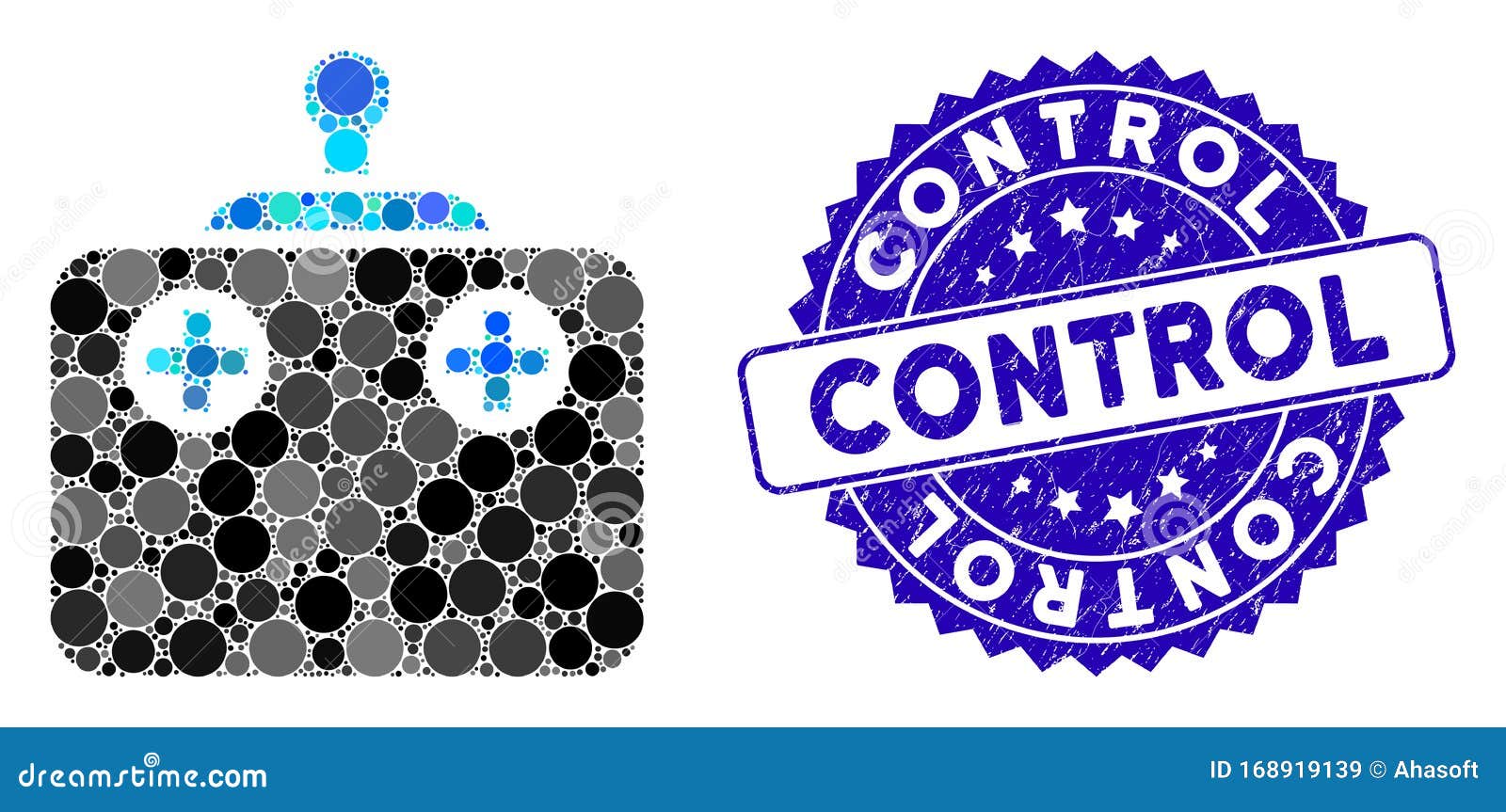 Mosaic Remote Control Icon with Textured Control Seal Stock Vector ...