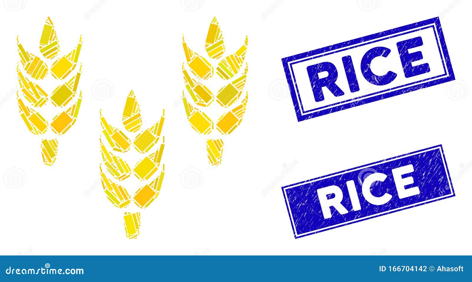 Rice Mosaic and Grunge Rectangle Stamp Seals Stock Illustration ...