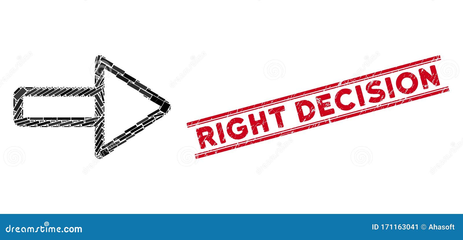 Right Mosaic and Scratched Right Decision Stamp with Lines Stock Vector ...
