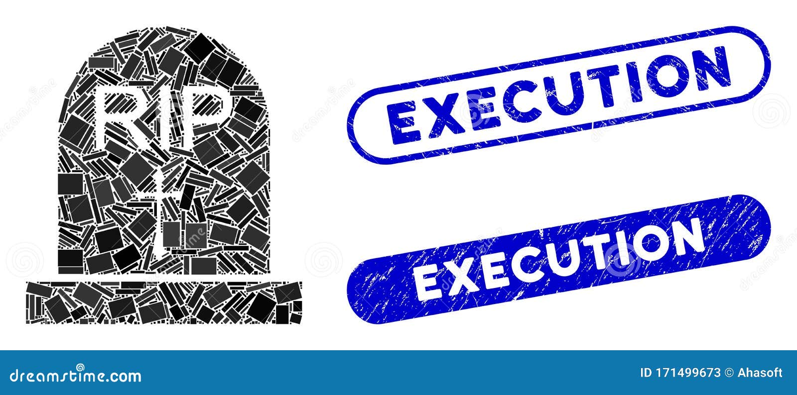 Rectangle Mosaic RIP with Distress Execution Stamps Stock Vector ...