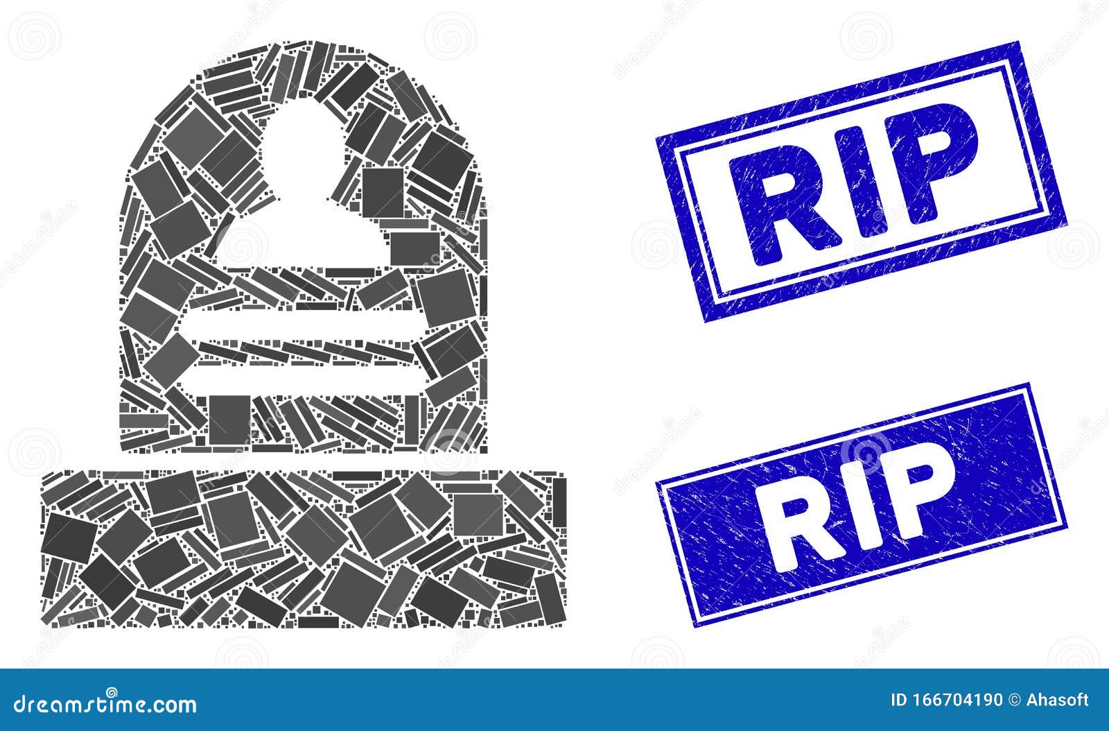 RIP Monument Mosaic and Grunge Rectangle Stamp Seals Stock Illustration ...