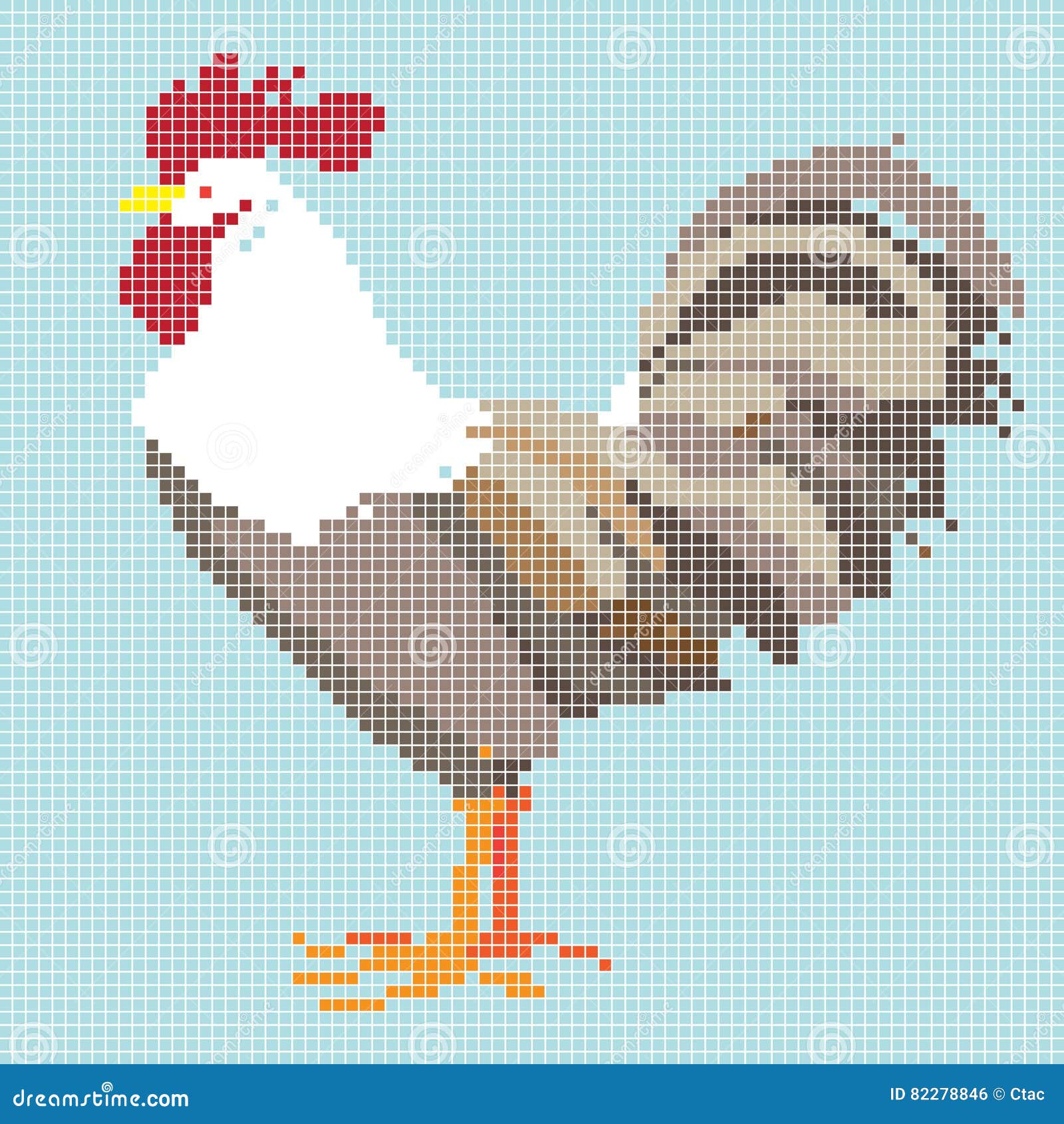 Pixel Art Rooster Cartoon Vector | CartoonDealer.com #85536125