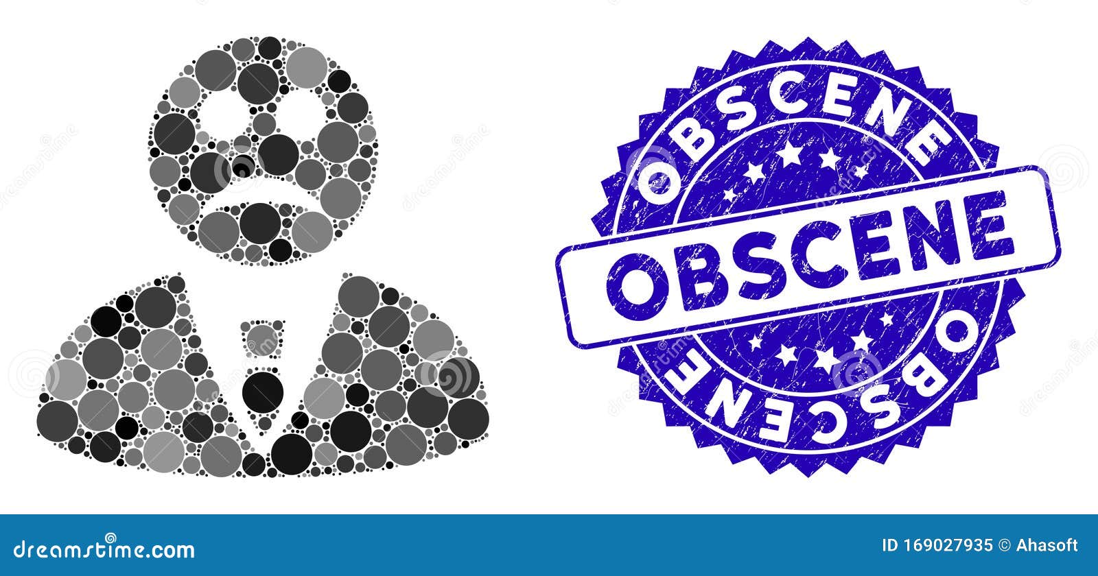 Mosaic Sad Manager Icon with Grunge Obscene Seal Stock Vector ...