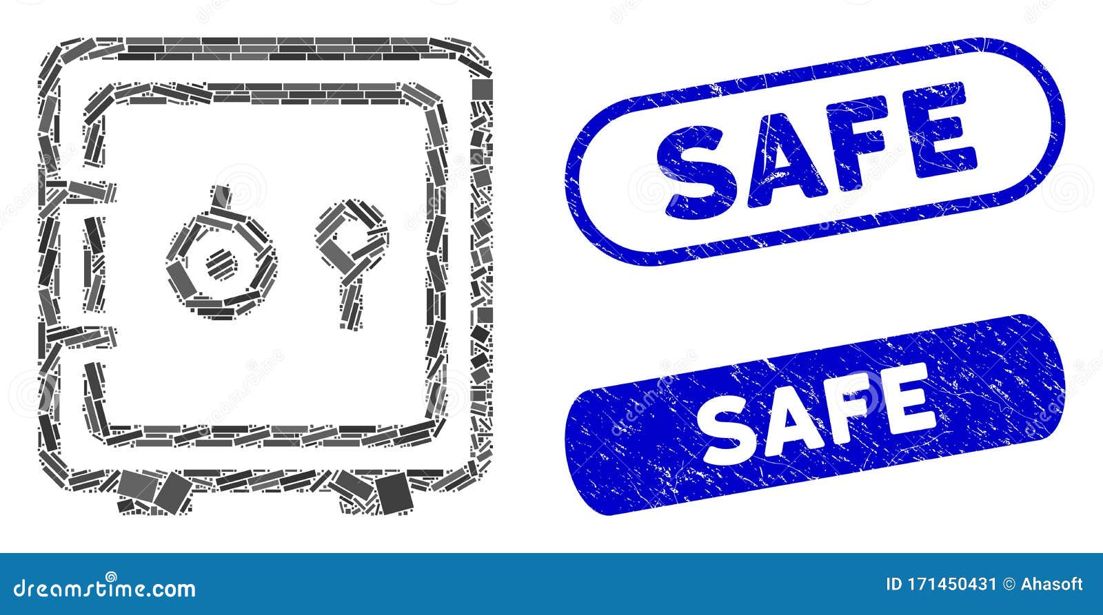 Rectangle Collage Safe with Distress Safe Stamps Stock Vector ...