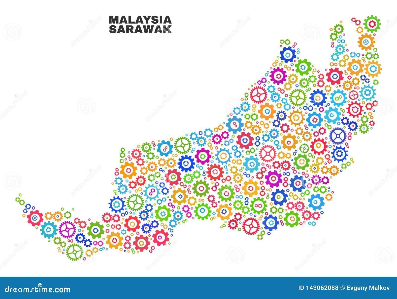 Mosaic Sarawak State Map of Cogwheel Elements Stock Vector ...