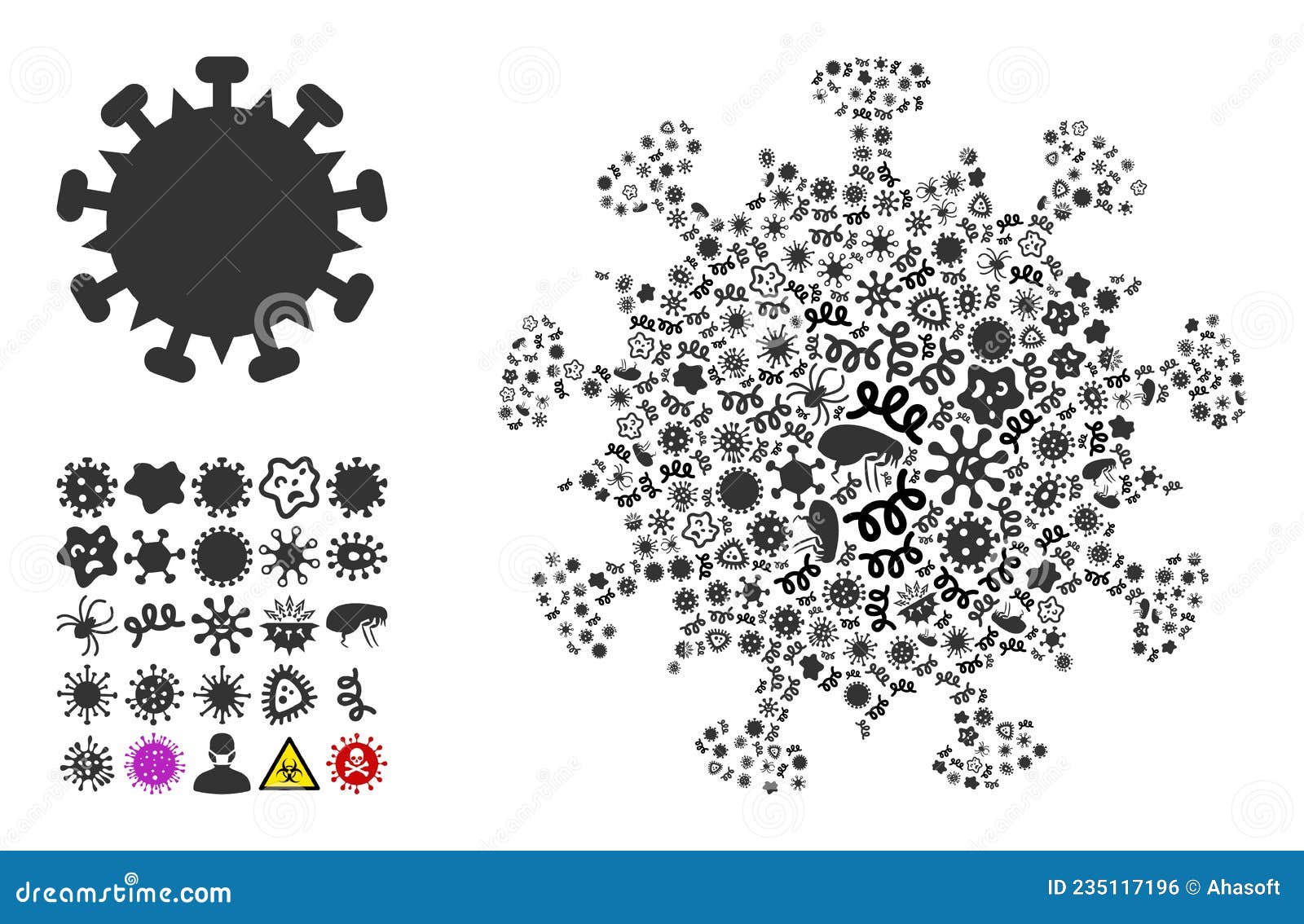 Mosaic SARS Virus Icon of Infectious Pathogens Stock Vector ...