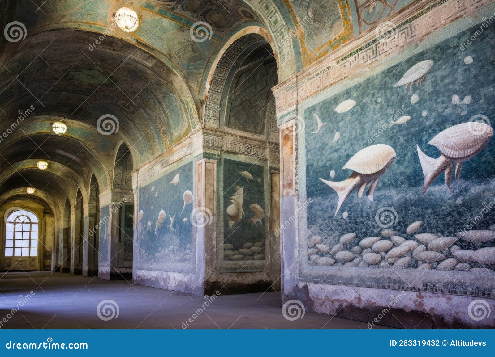 Mosaic of Sea Creatures in Roman Bathhouse Stock Photo - Image of ...