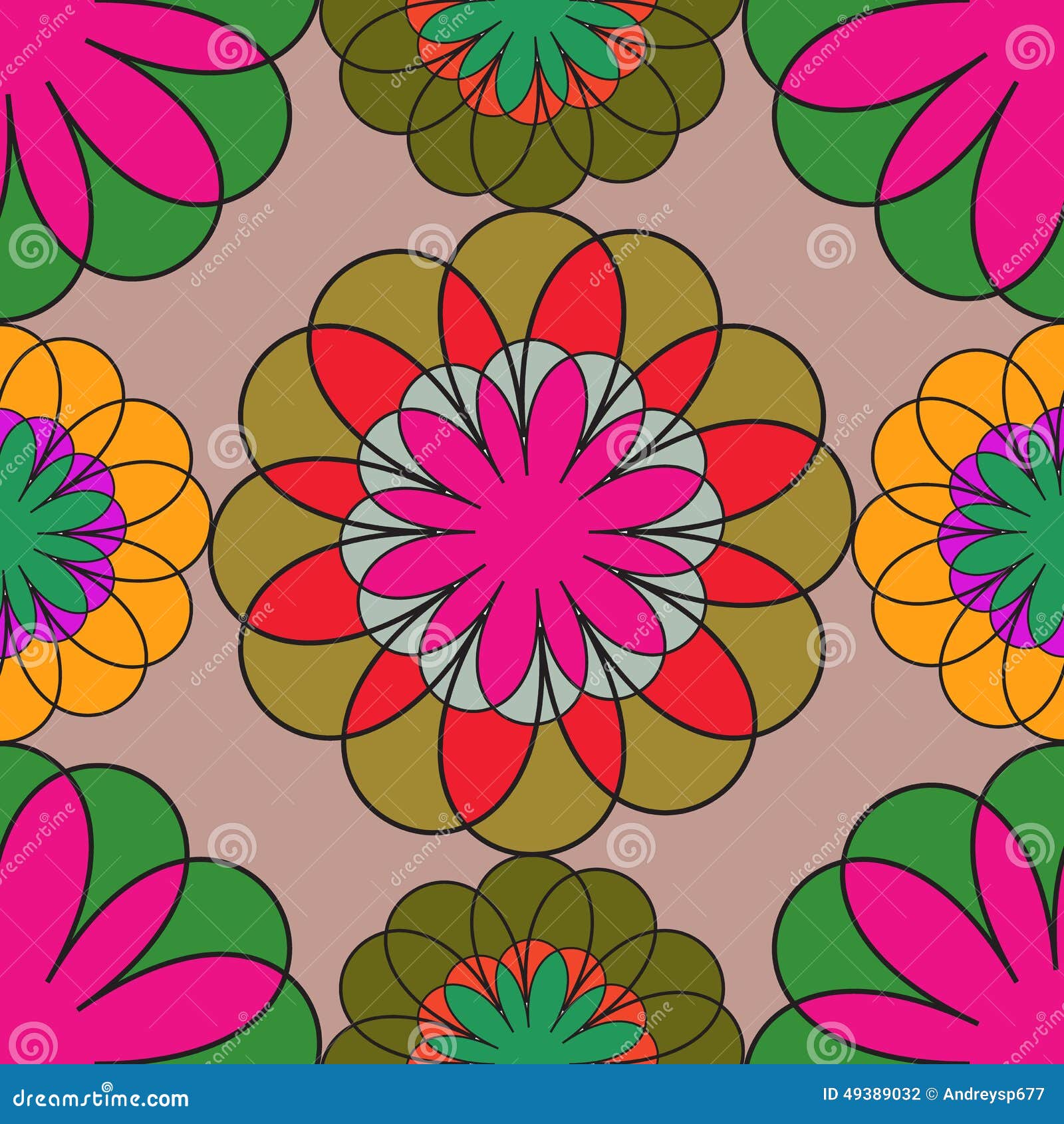 Mosaic Seamless Floral Pattern.Vector Pattern Stock Vector ...