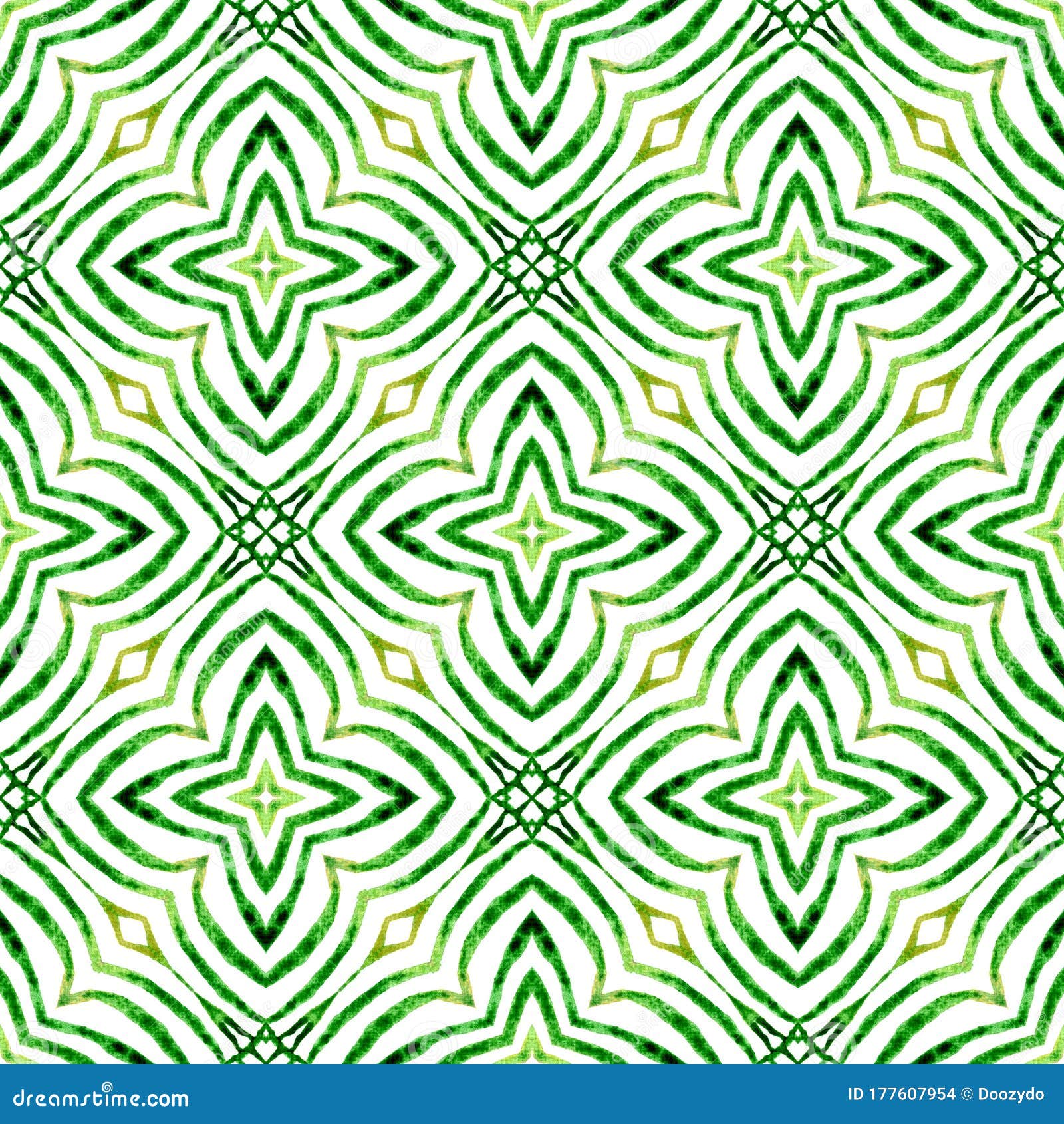 Mosaic Seamless Pattern. Green Quaint Boho Chic Stock Photo - Image of ...