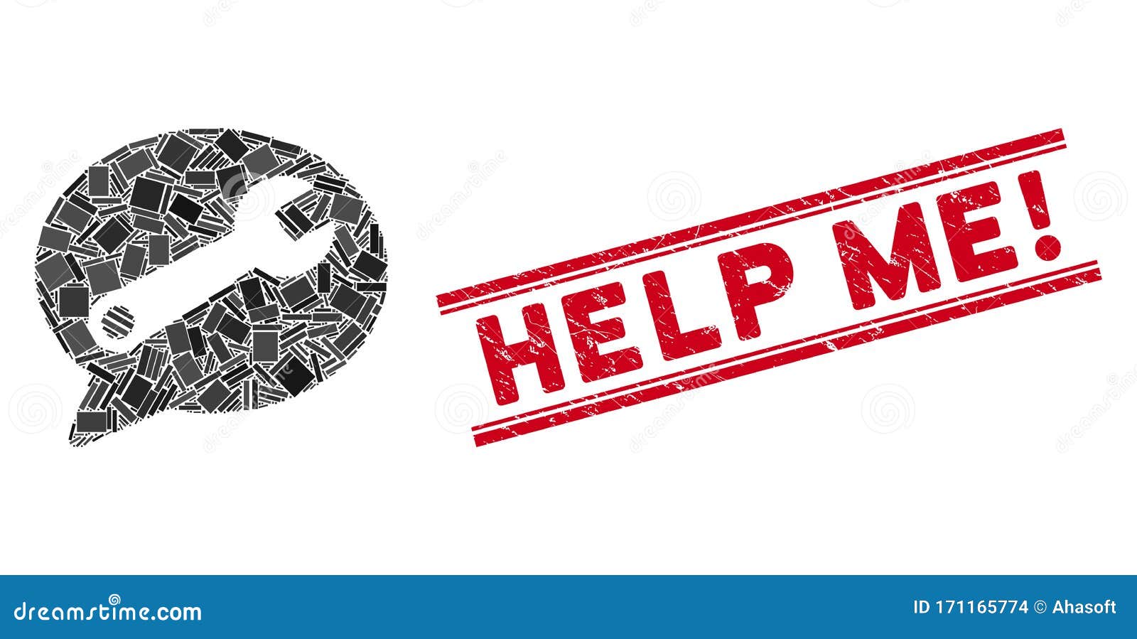 Service Message Mosaic and Grunge Help Me! Stamp with Lines Stock ...