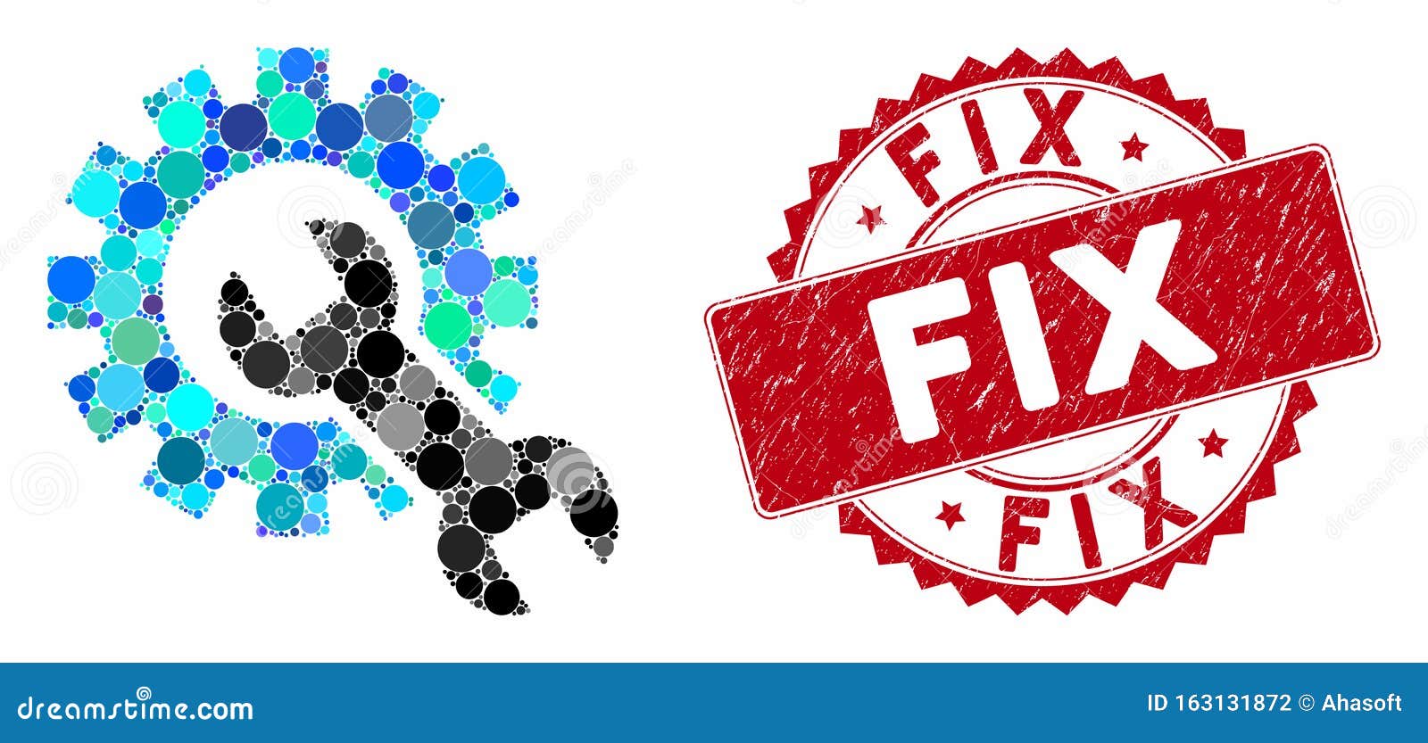 Mosaic Service Tools with Scratched Fix Stamp Stock Illustration ...