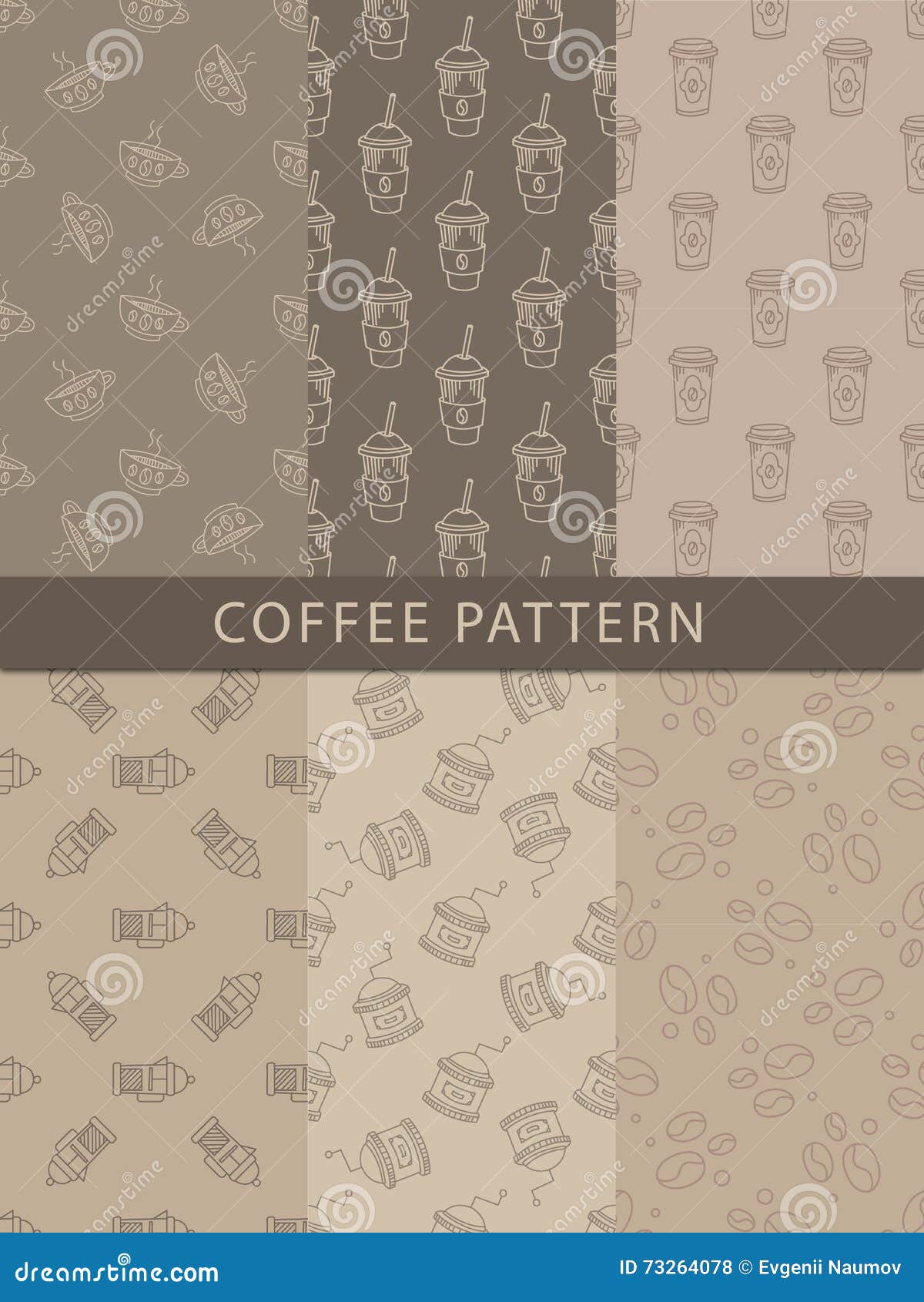 Mosaic Set of Seamless Coffee Themed Patterns Stock Vector ...
