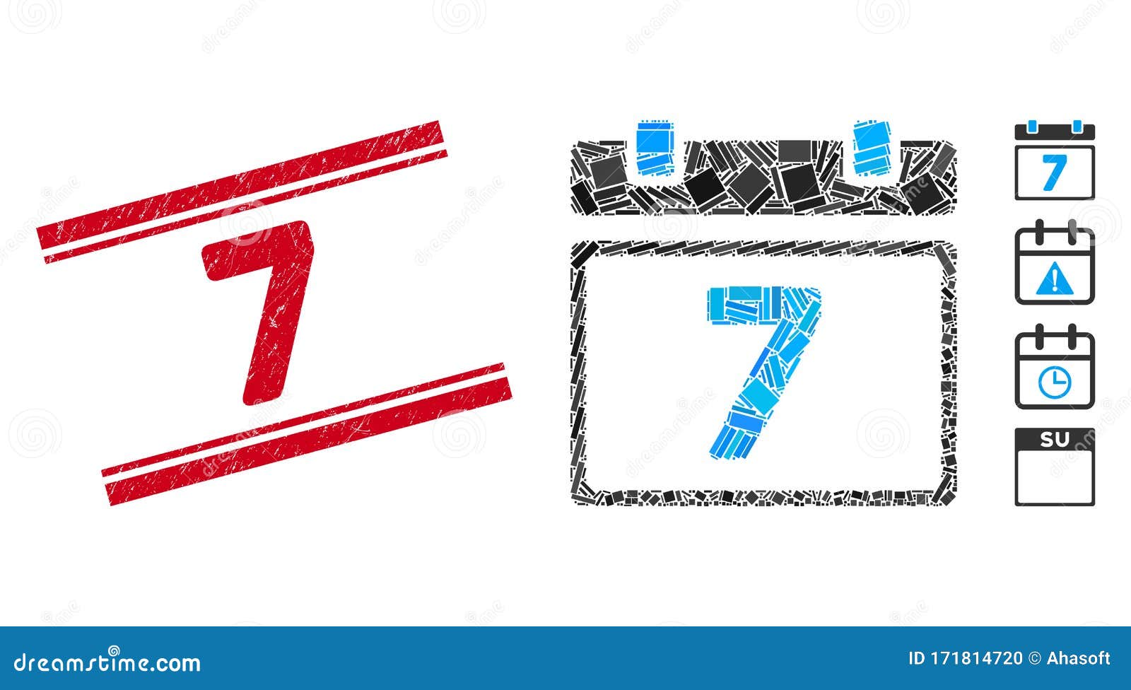 Seventh Day Mosaic and Distress 7 Seal with Lines Stock Vector ...